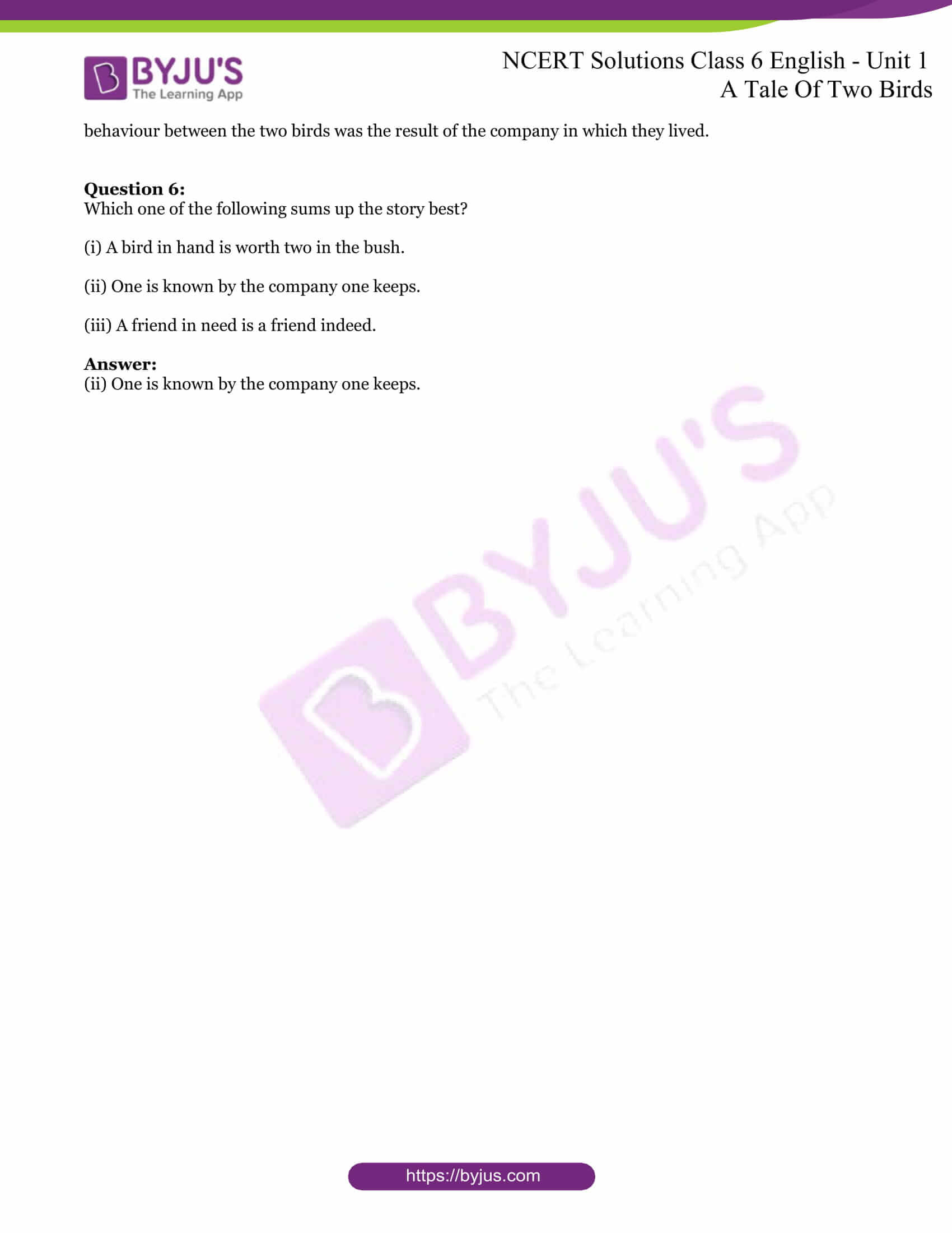 Ncert Solutions Supplementary Class 6 English Chapter 1 2