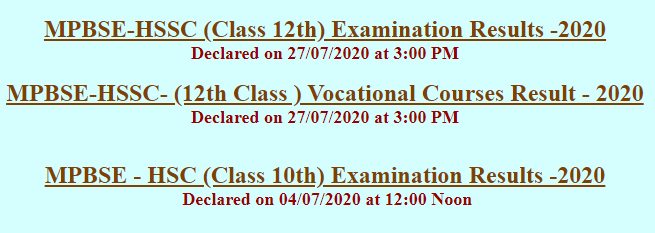 MP Board Class 12th 2020 Results Declared