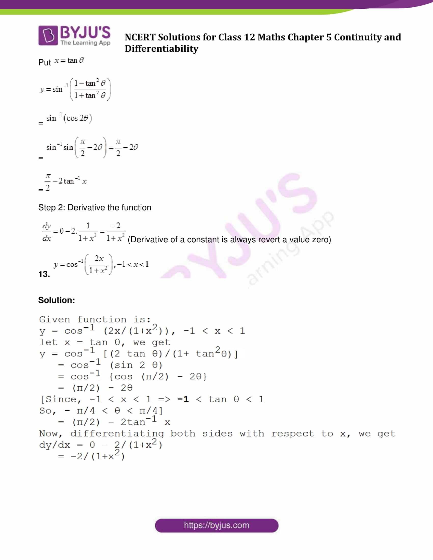 NCERT Solutions For Class 12 Maths Exercise 5 3 Chapter 5 Continuity