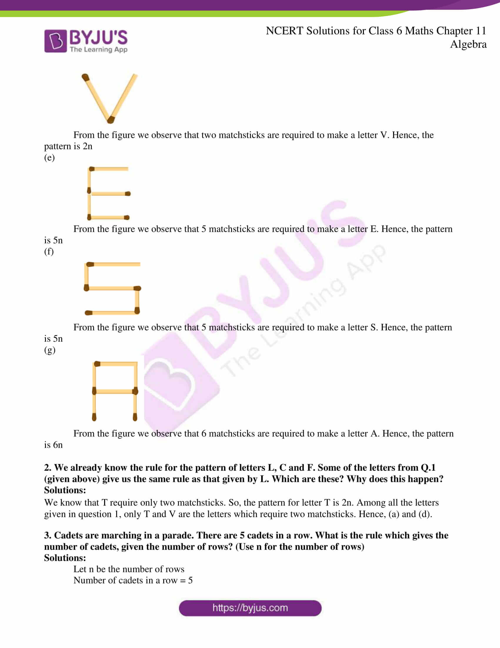 NCERT Solutions Class 6 Maths Chapter 11 Algebra Free Download