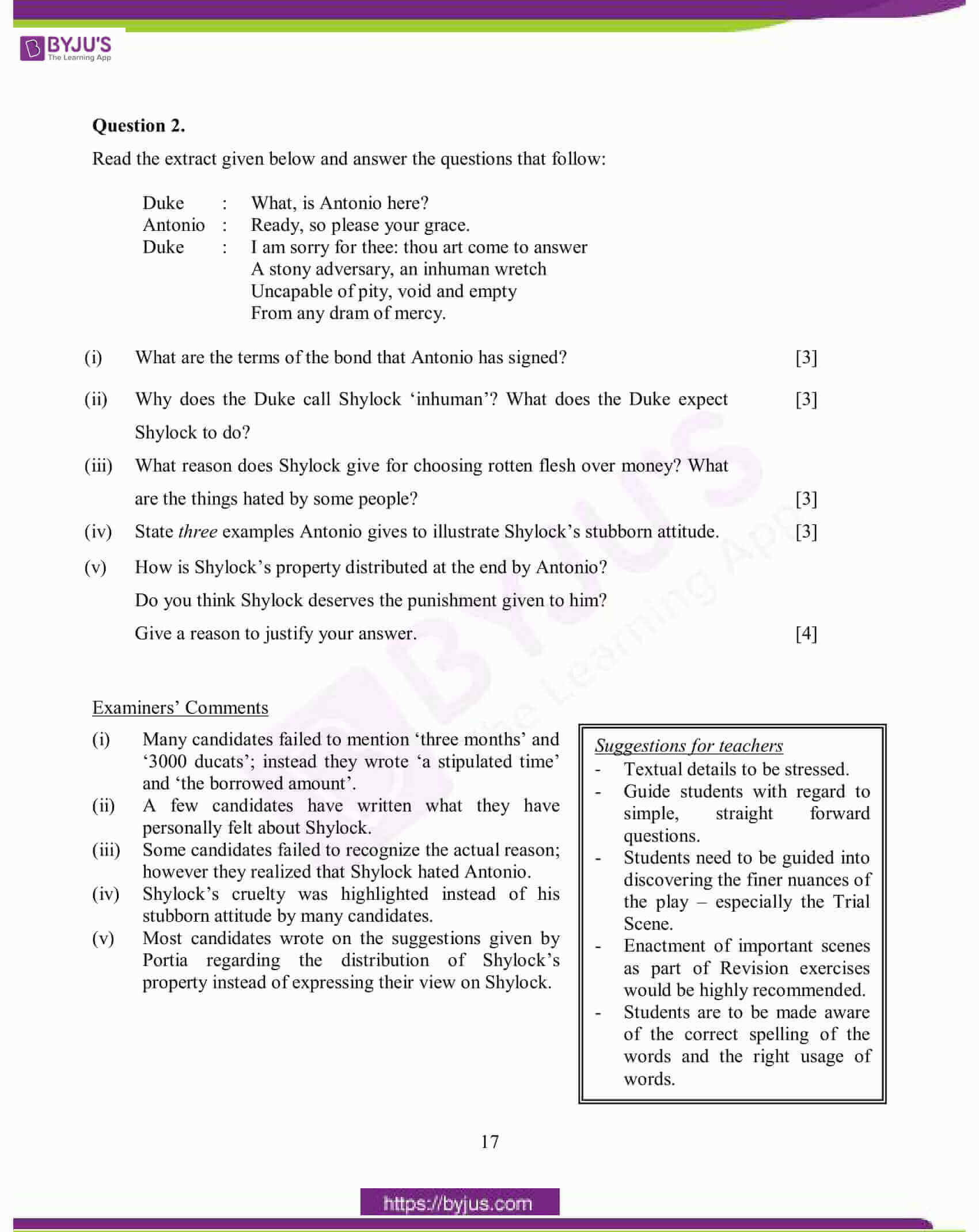 ICSE Class 10 English Literature Question Paper Solution 2015