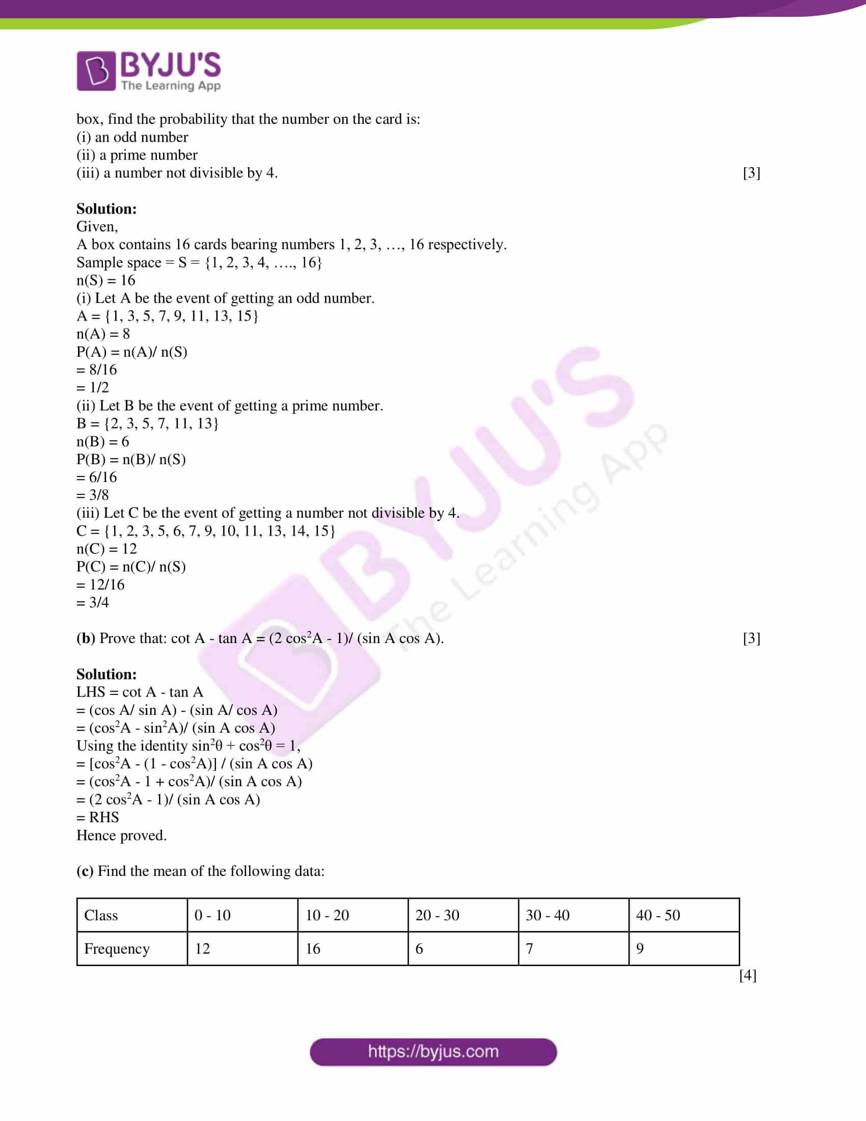 ICSE Class 10 Maths Mock Sample Paper 6 With Answers ICSE Specimen Papers