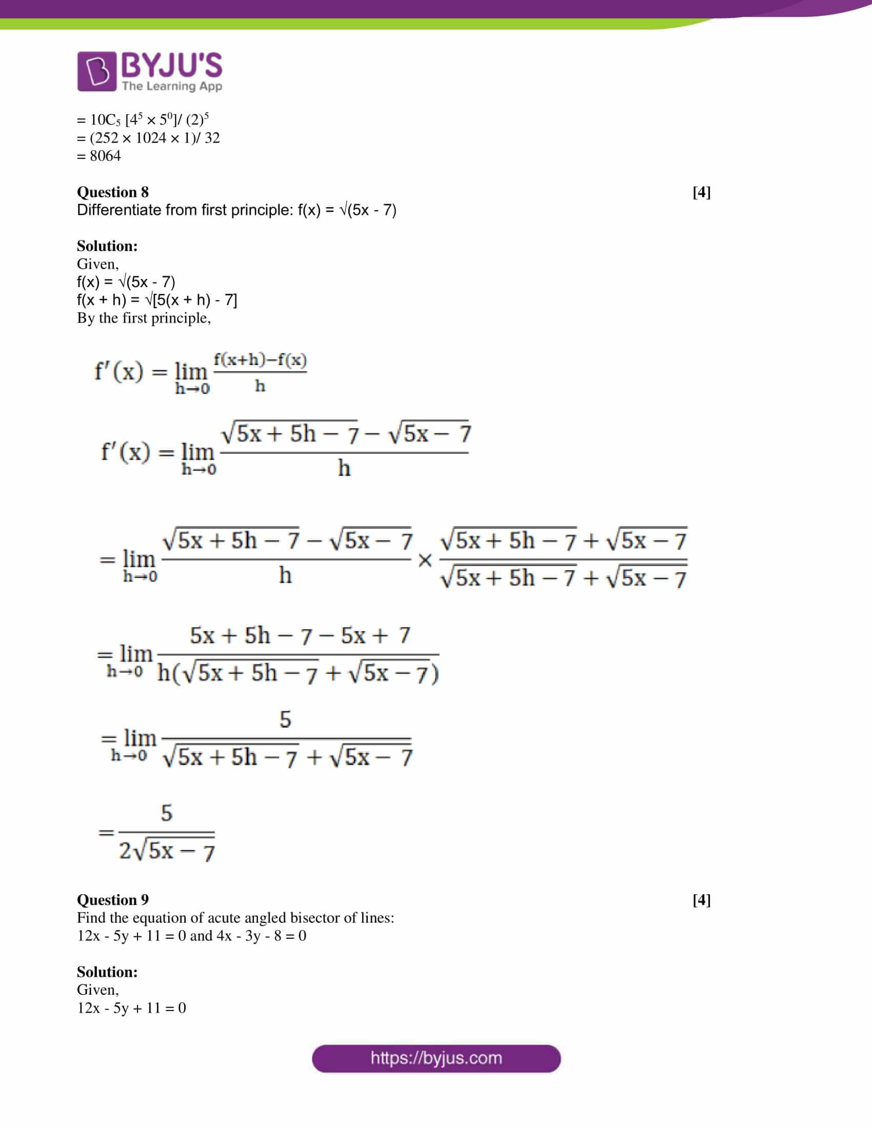 ISC Class 11 Maths Mock Sample Question Paper 1 With Answers Free PDF