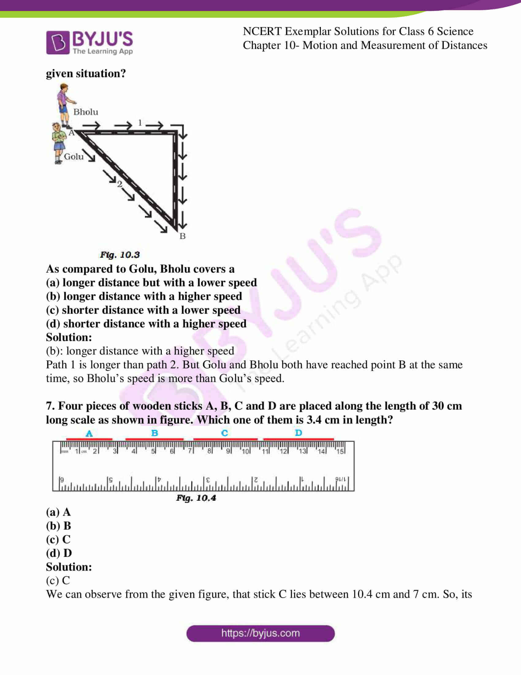 NCERT Exemplar Solutions For Class 6 Science Chapter 10 Motion And NCERT Exemplar Solutions For Class 6 Science Chapter 10 Motion And