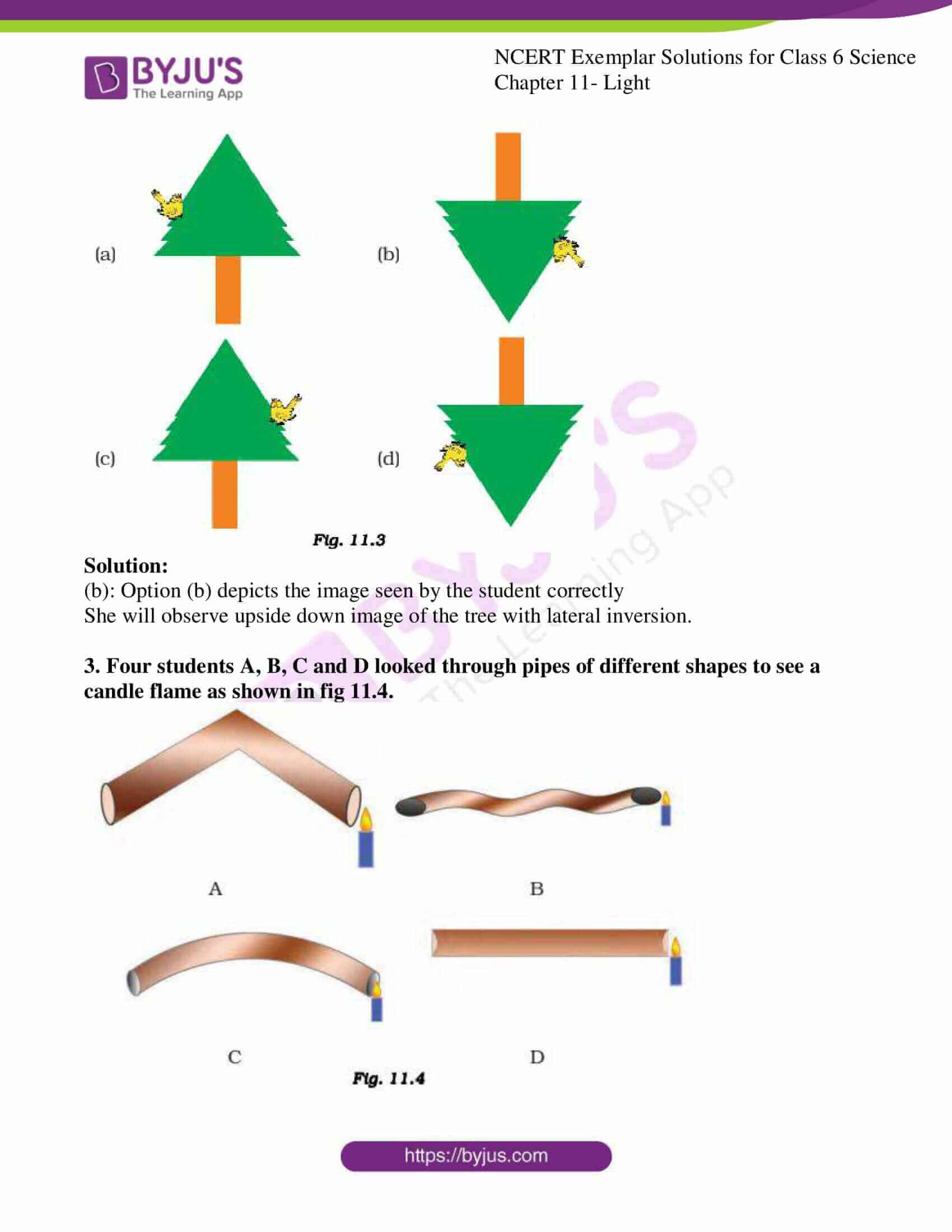 NCERT Exemplar Solutions For Class 6 Science Chapter 11 Light