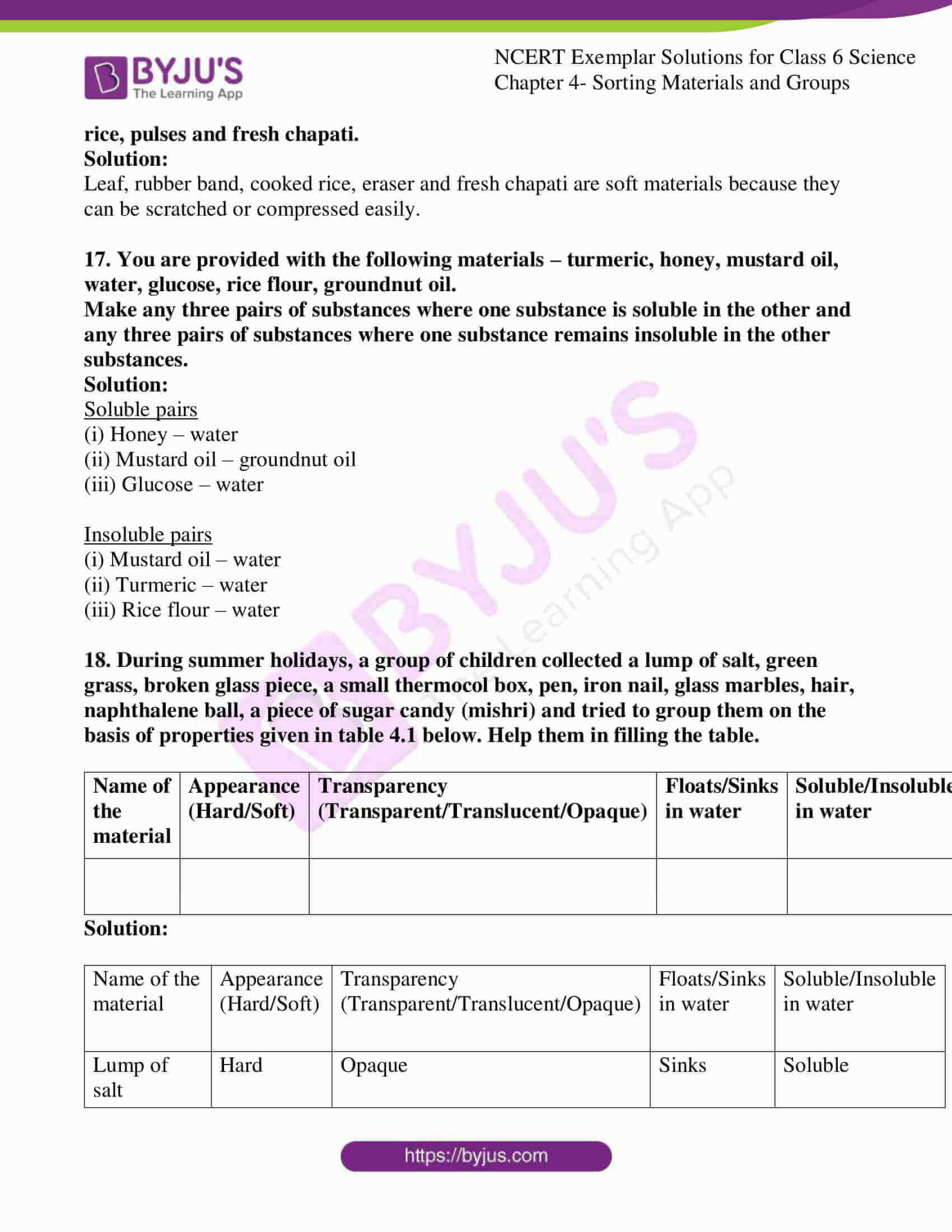 NCERT Exemplar Solutions For Class 6 Science Chapter 4 Sorting NCERT Exemplar Solutions For Class 6 Science Chapter 4 Sorting