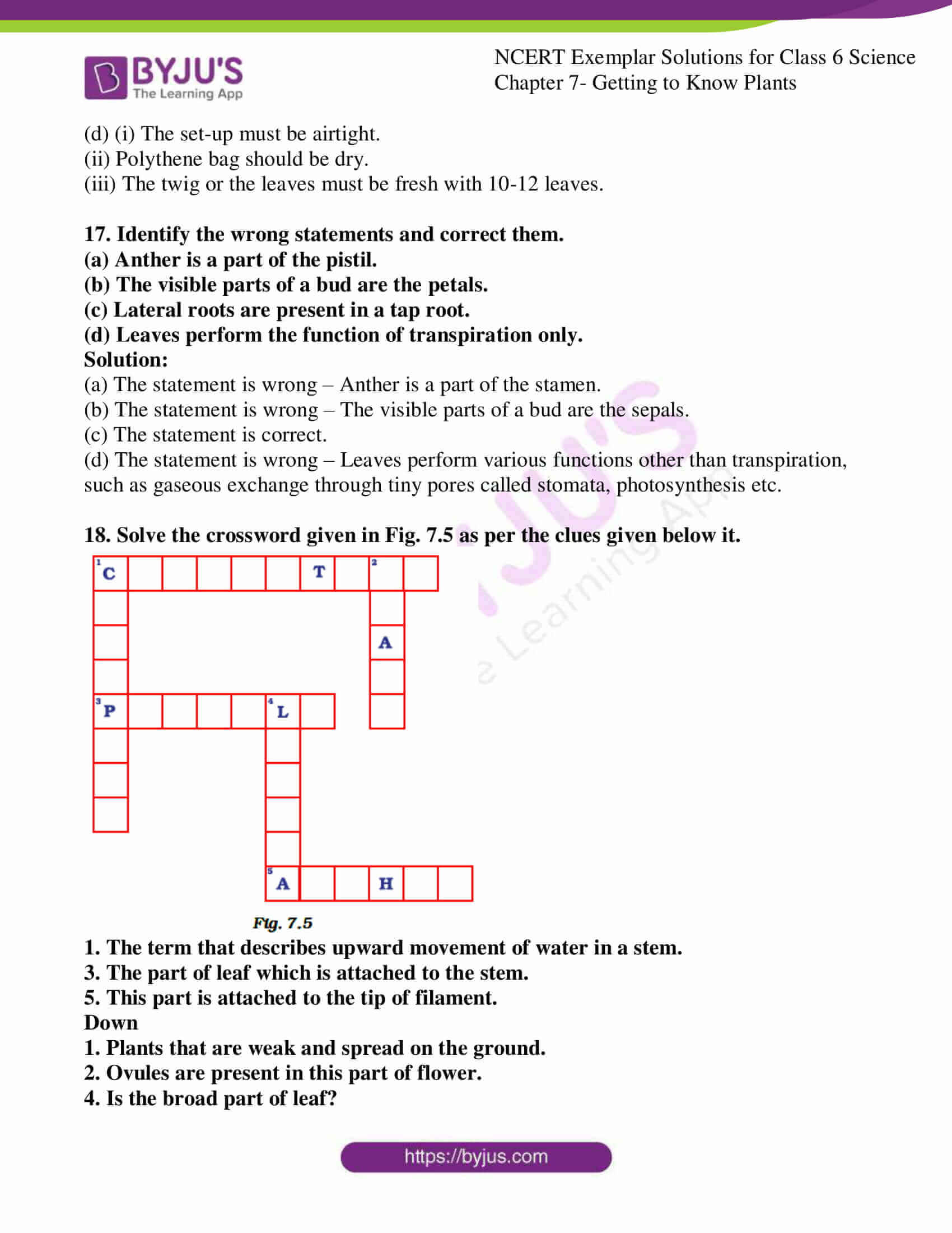 NCERT Exemplar Solutions For Class 6 Science Chapter 7 Getting To NCERT Exemplar Solutions For Class 6 Science Chapter 7 Getting To