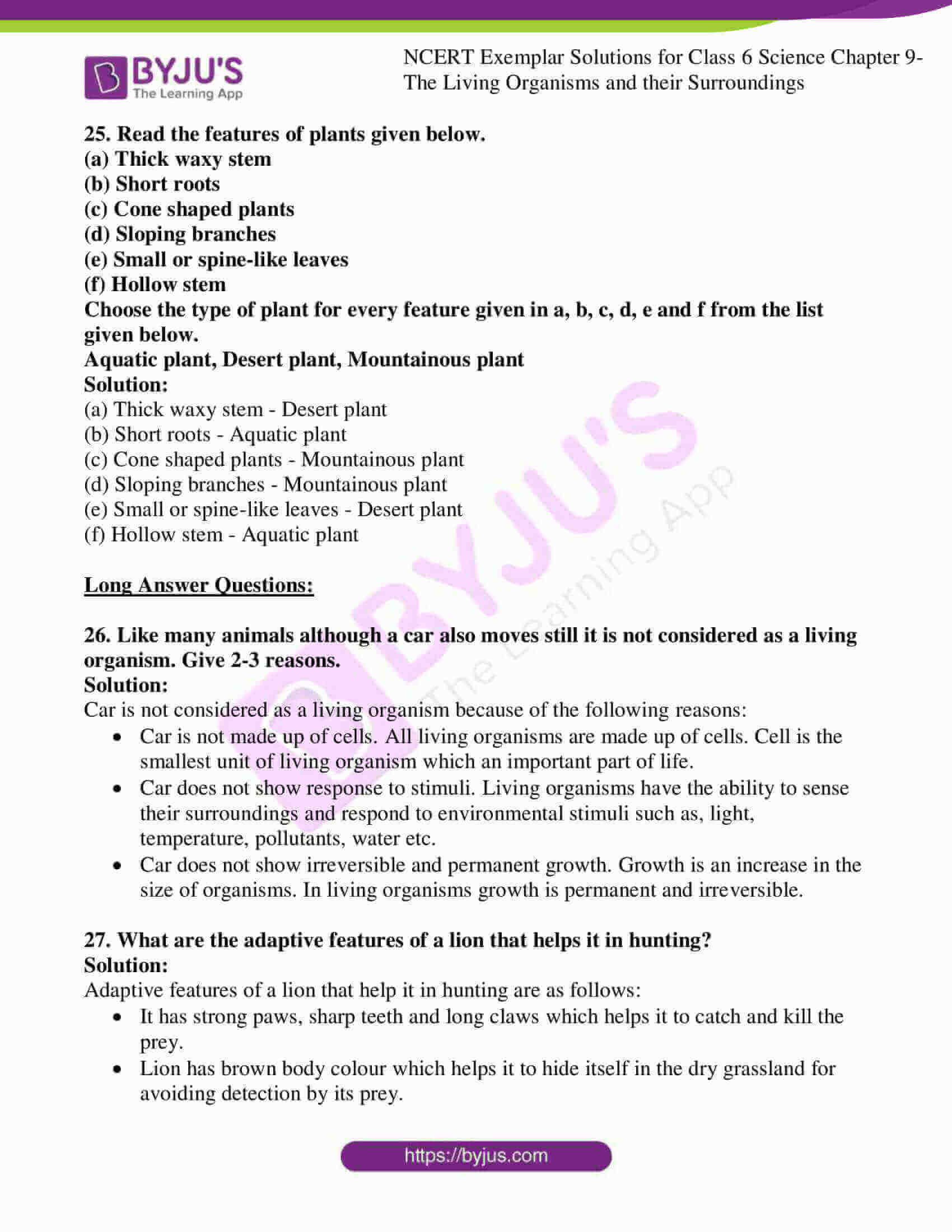 NCERT Exemplar Solutions For Class 6 Science Chapter 9 The Living NCERT Exemplar Solutions For Class 6 Science Chapter 9 The Living