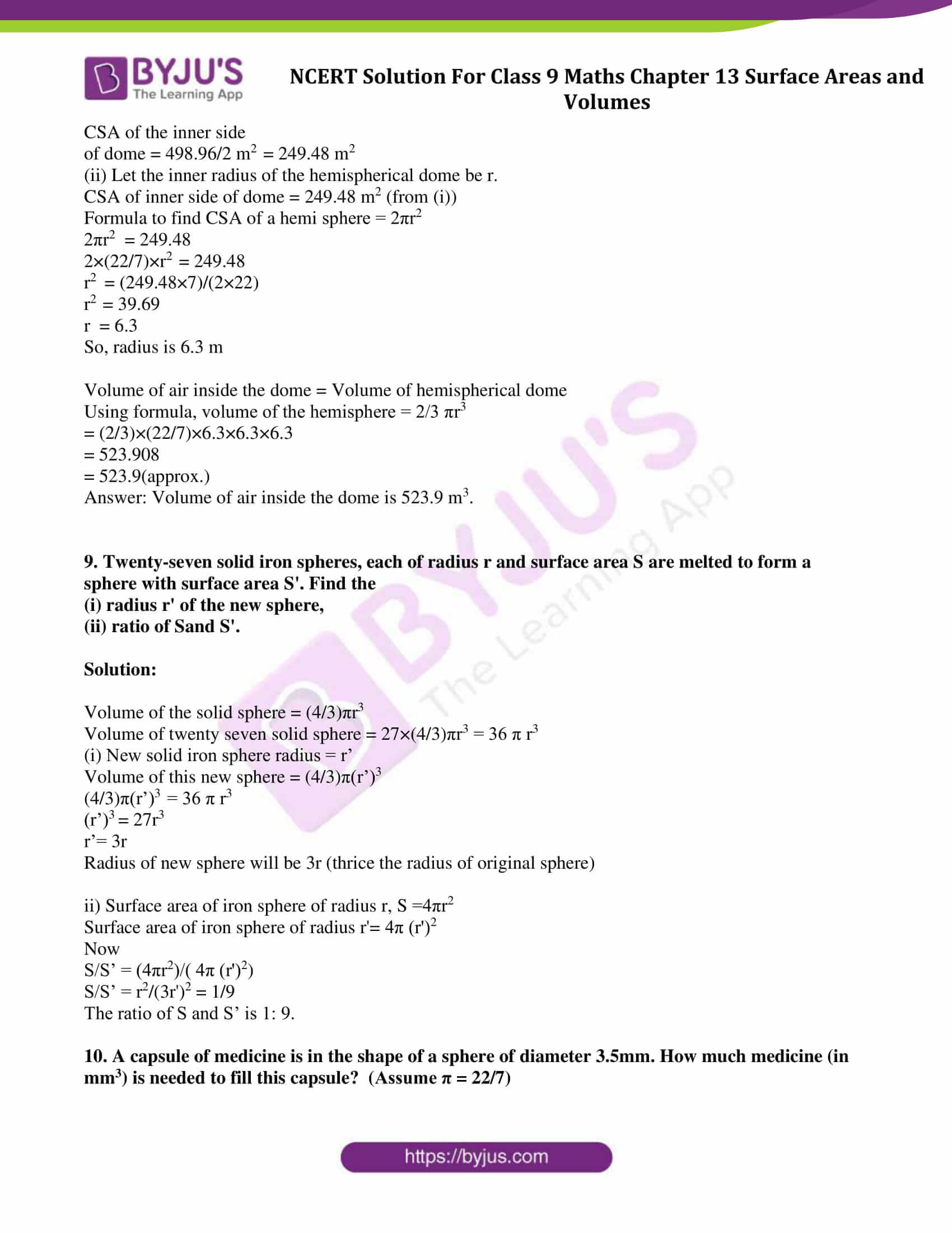 NCERT Solutions For Class 9 Maths Exercise 13 8 Chapter 13 Surface Area 