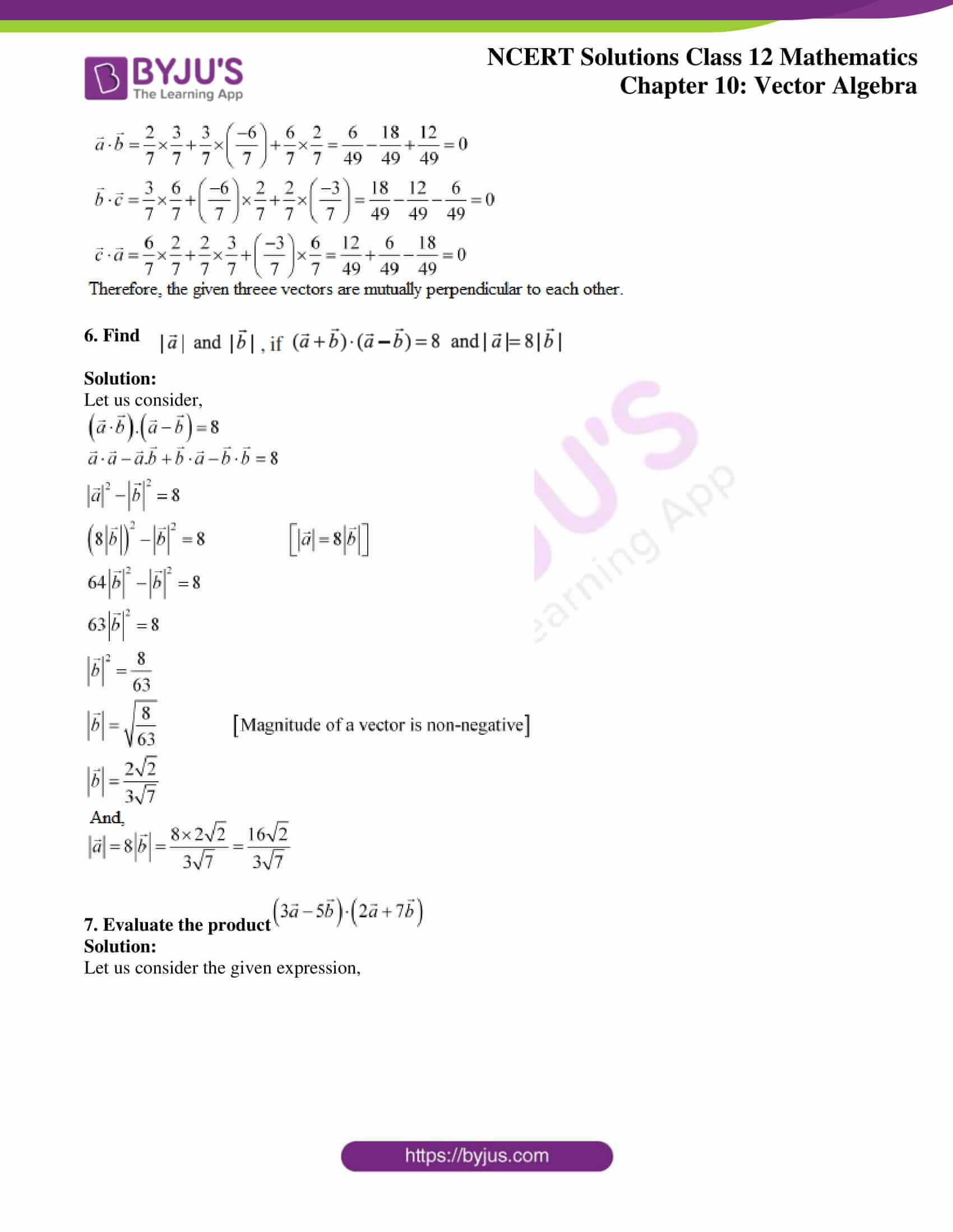 NCERT Solutions for Class 12 Maths Chapter 10 Vector Algebra