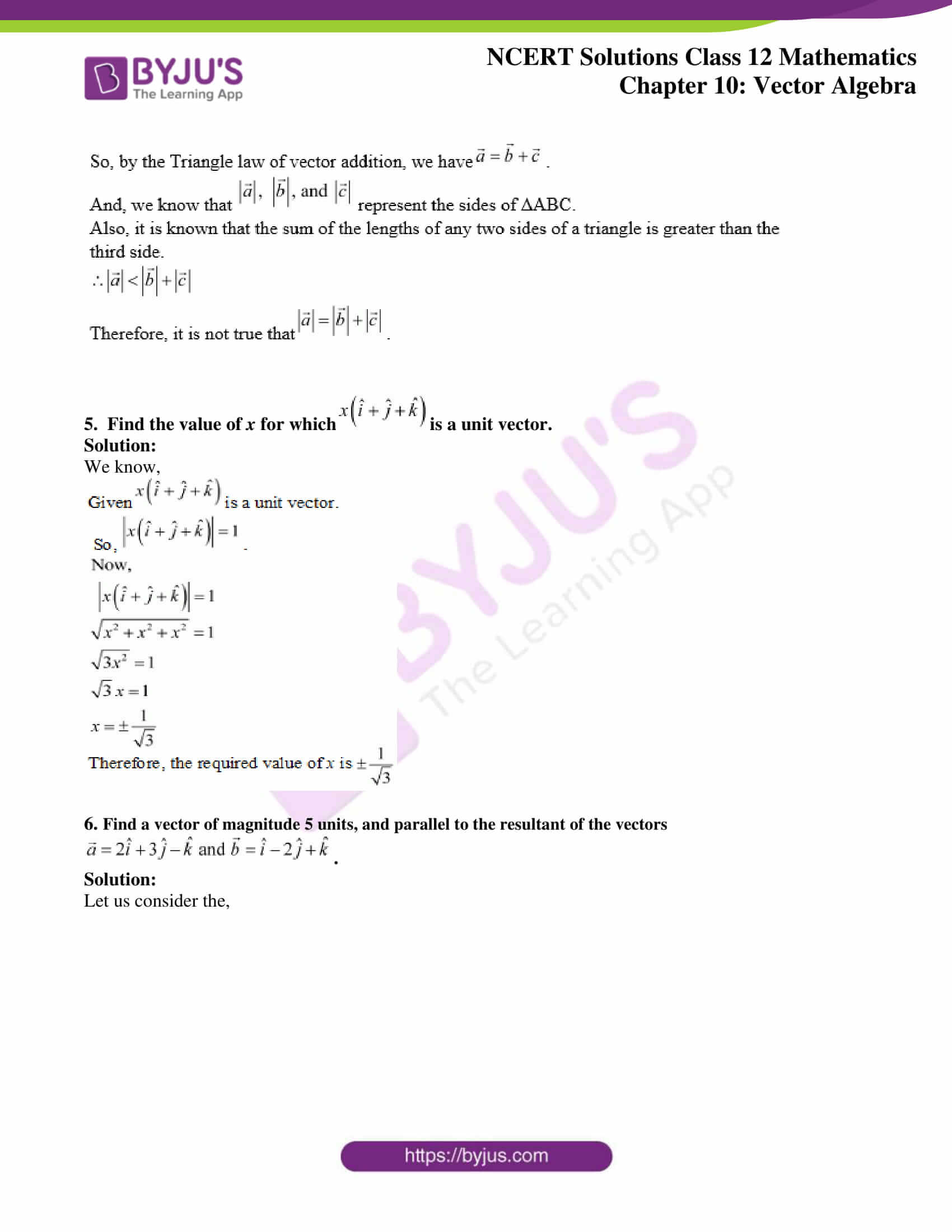 NCERT Solutions for Class 12 Maths Chapter 10 Vector Algebra