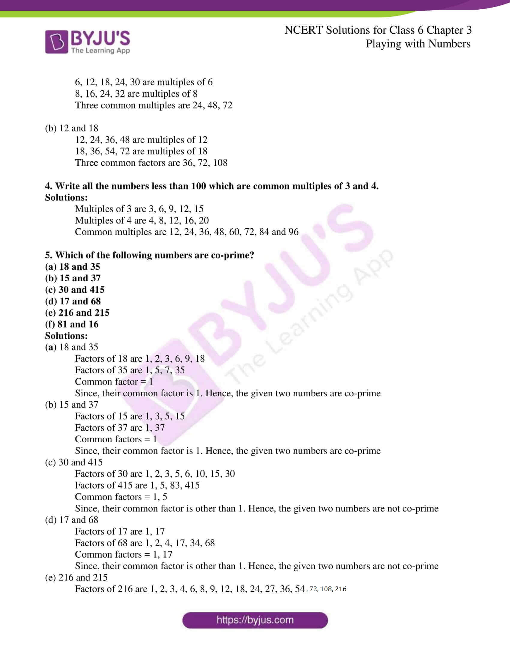 NCERT Solutions For Class 6 Maths Exercise 3 4 Chapter 3 Playing With