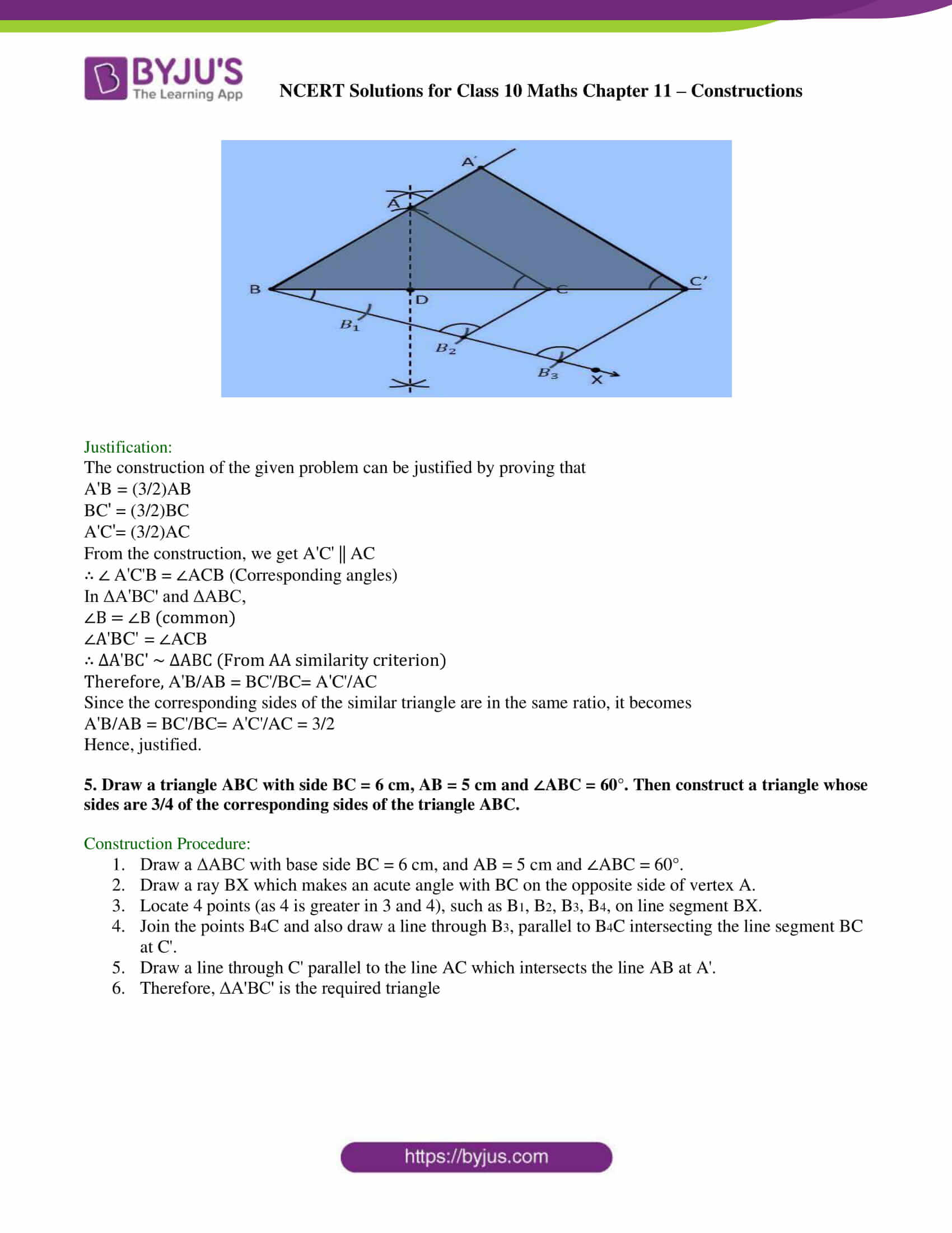 NCERT Solutions Class 10 Maths Chapter 11 Constructions - Download PDF!