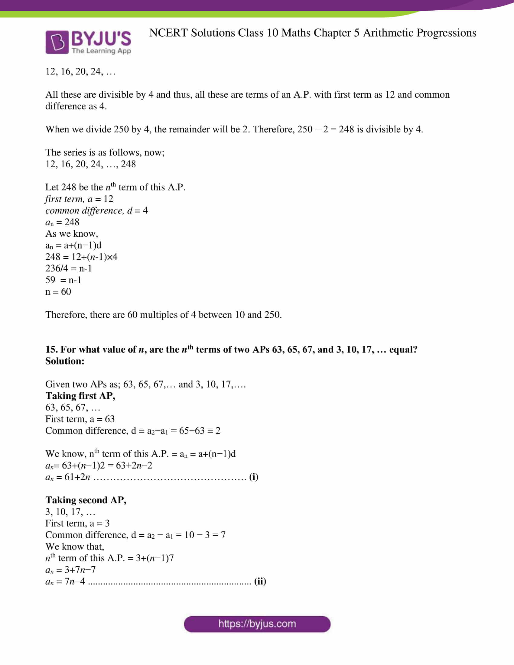 NCERT Solutions for Class 10 Maths Exercise 5.2 Chapter 5- arithmetic progressions and geometric ...
