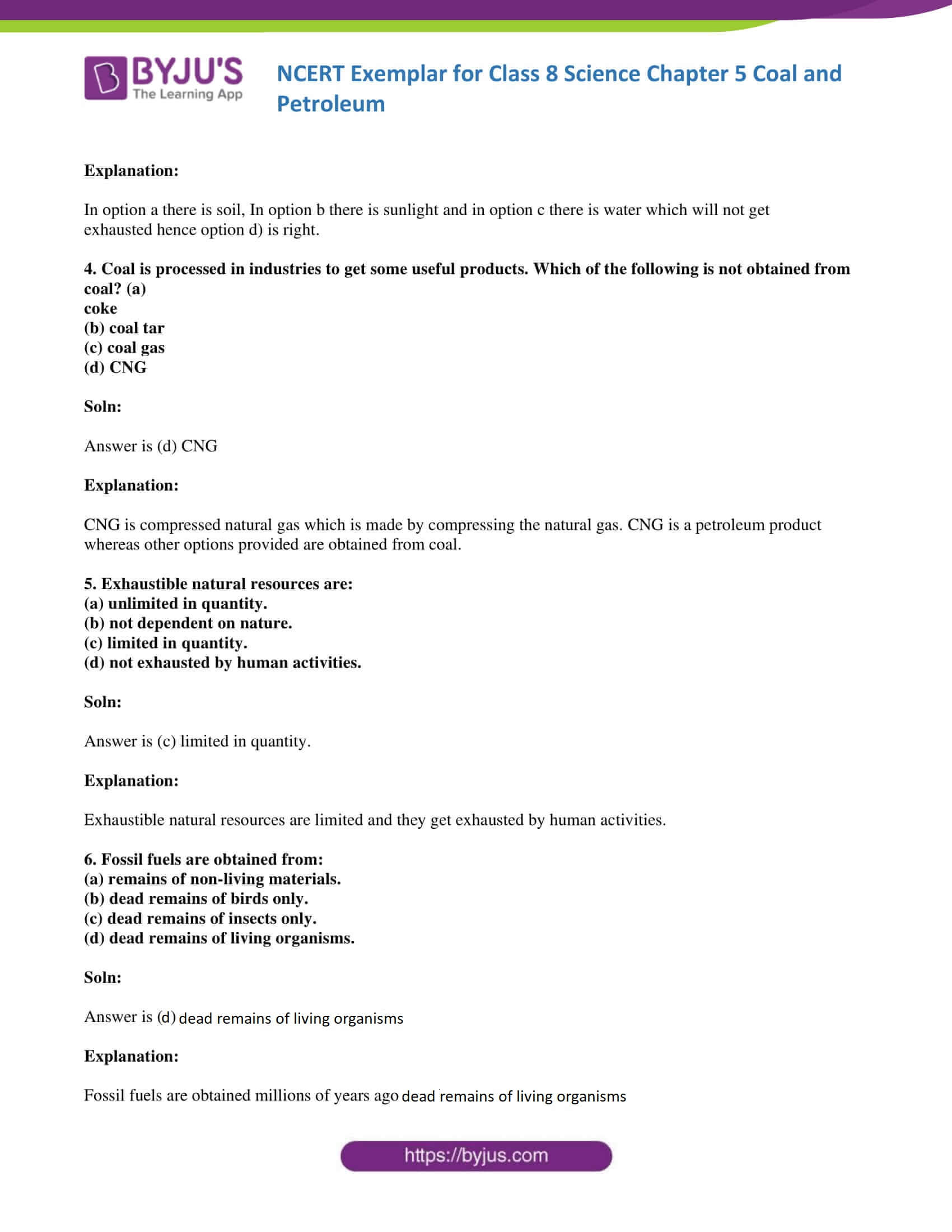 NCERT Exemplar Class 8 Science Solutions Chapter 5 Coal And Petroleum NCERT Exemplar Class 8 Science Solutions Chapter 5 Coal And Petroleum