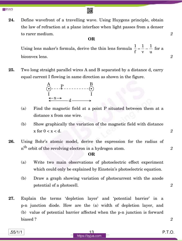 Cbse Class 12 Physics Past Year Important Questions Bank2home