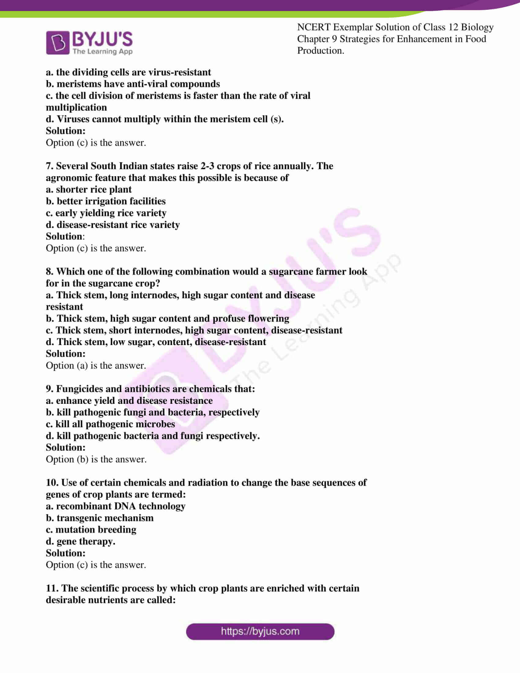 NCERT Exemplar Solutions Class 12 Biology Chapter 9 - Strategies for ...