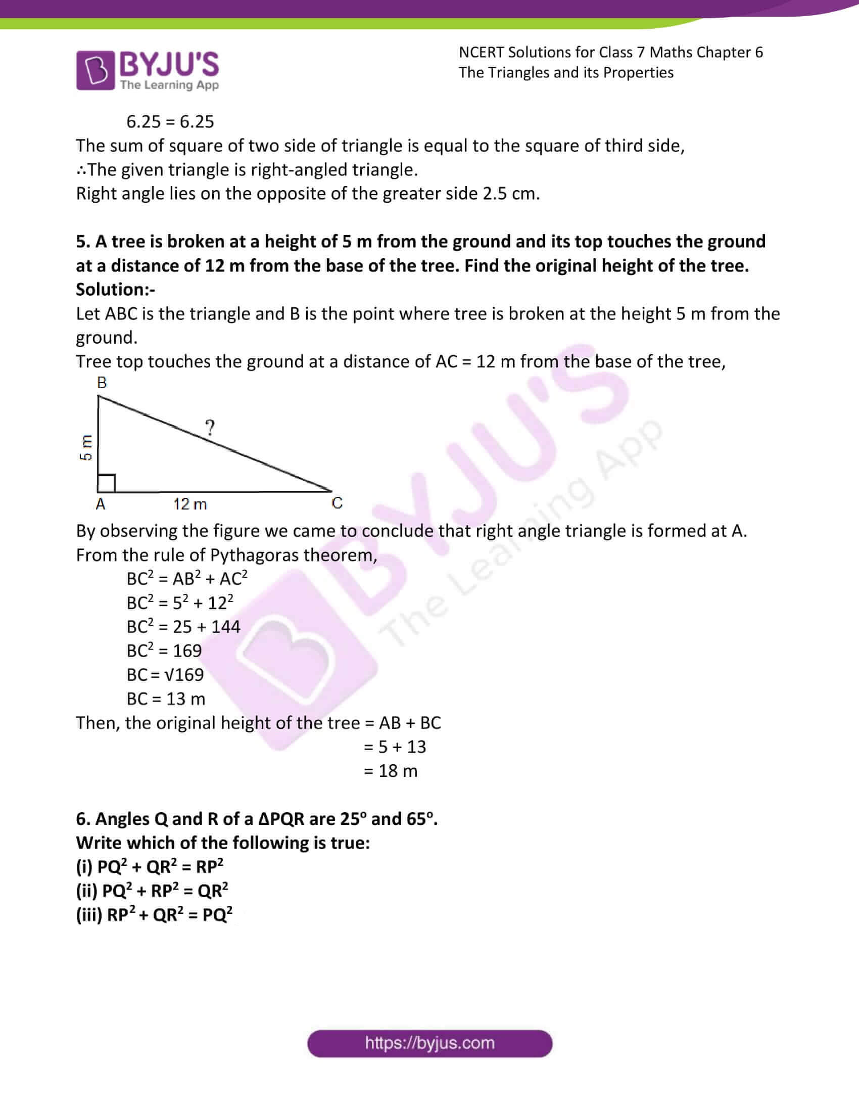 NCERT Solutions for Class 7 Maths Chapter 6 The Triangle and its ...