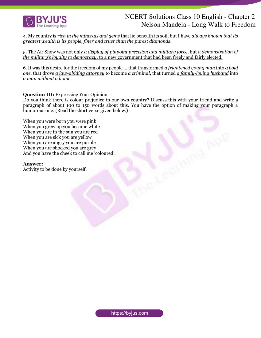 NCERT Solutions For Class 10 English Chapter 2 Download Solutions PDF