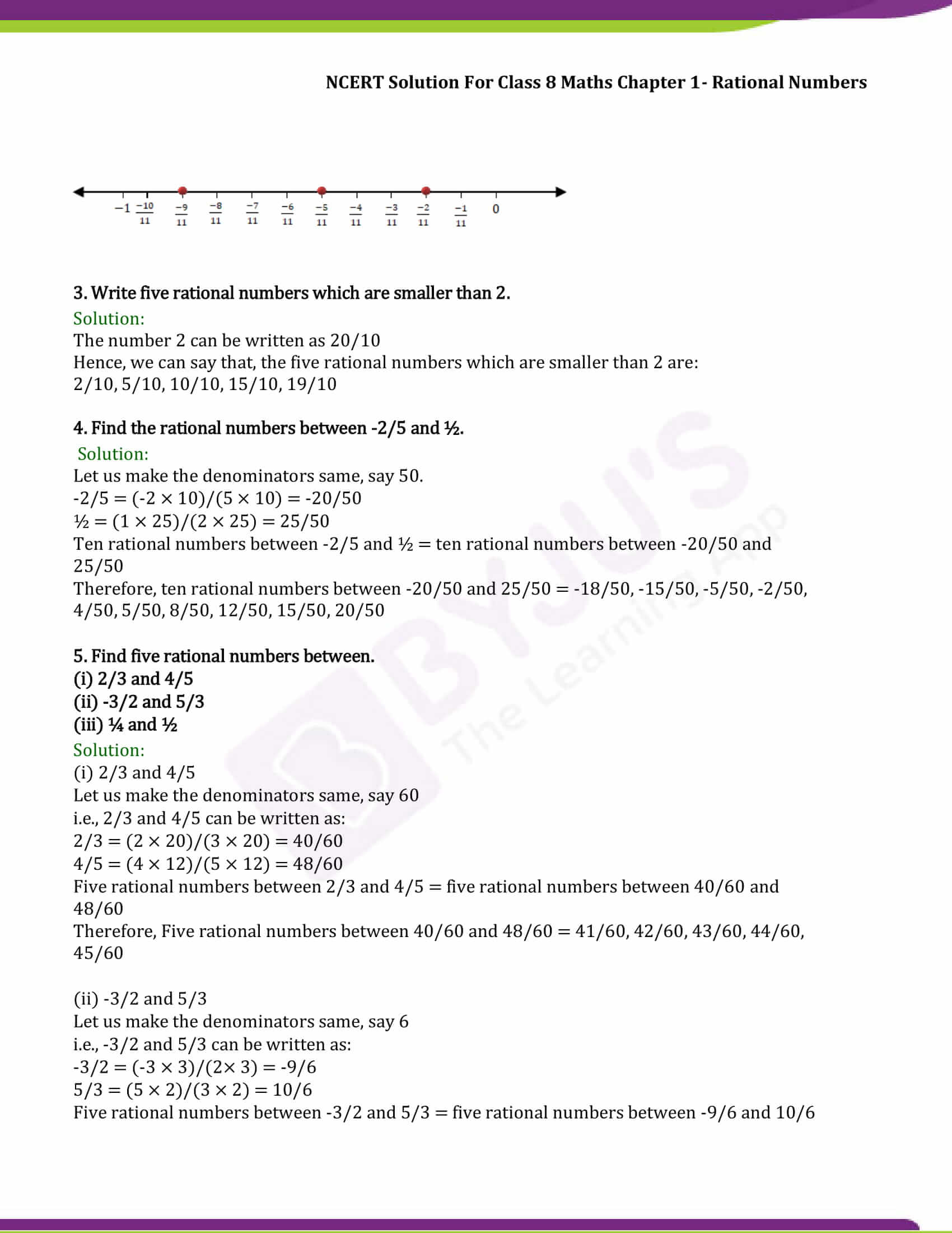 Ncert Solutions For Class 8 Maths Chapter 1 Rational Numbers Cbse Tuts 