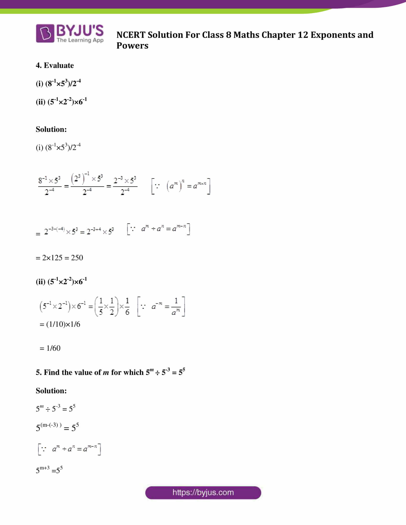 NCERT Solutions Class 8 Maths Chapter 12 Exponents and Powers