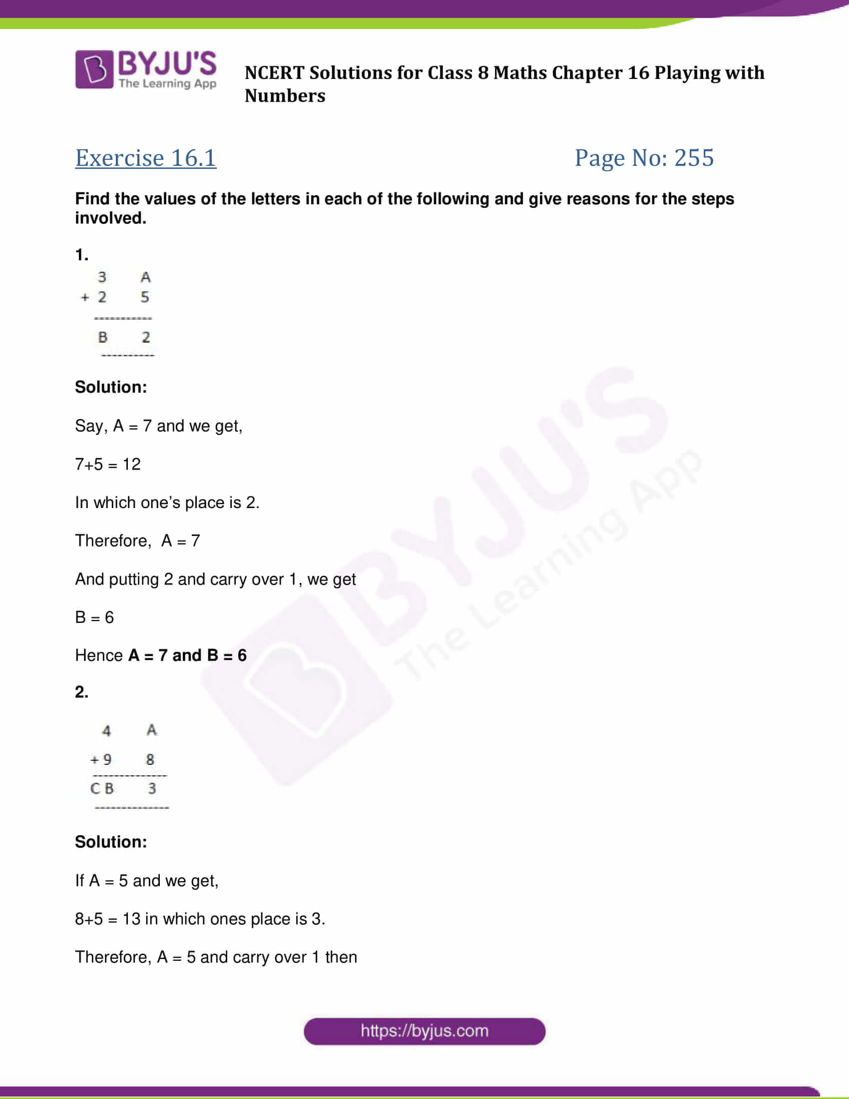 NCERT Solutions For Class 8 Maths Chapter 16 Playing With Numbers The NCERT Solutions For Class 8 Maths Chapter 16 Playing With Numbers The