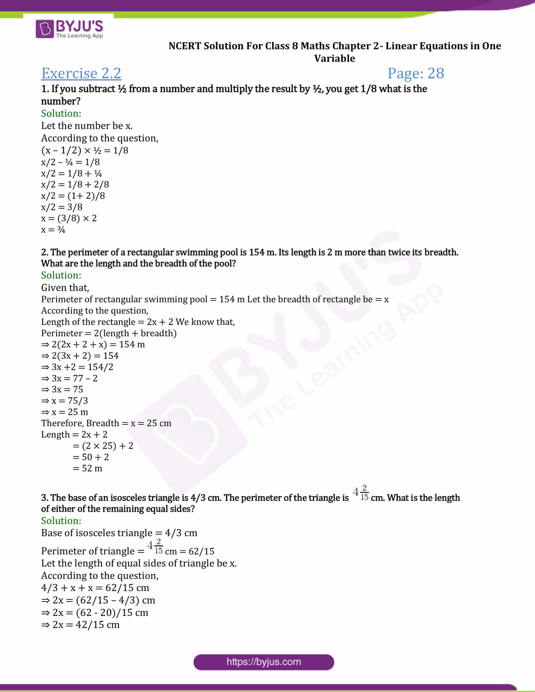 NCERT Solutions For Class 8 Maths Chapter 2 Linear Equations In One 