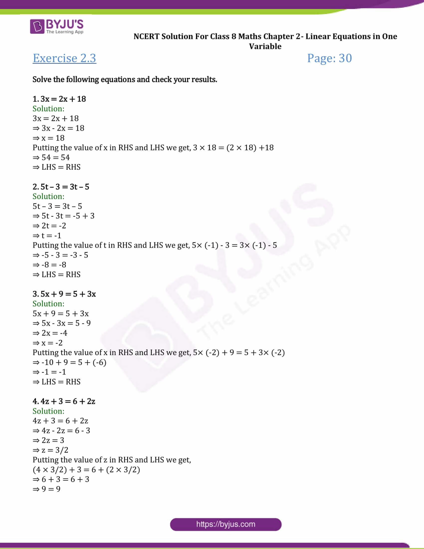 Ncert Solutions Class 8 Maths Chapter 2 Exercise 2 5 Linear Equations 