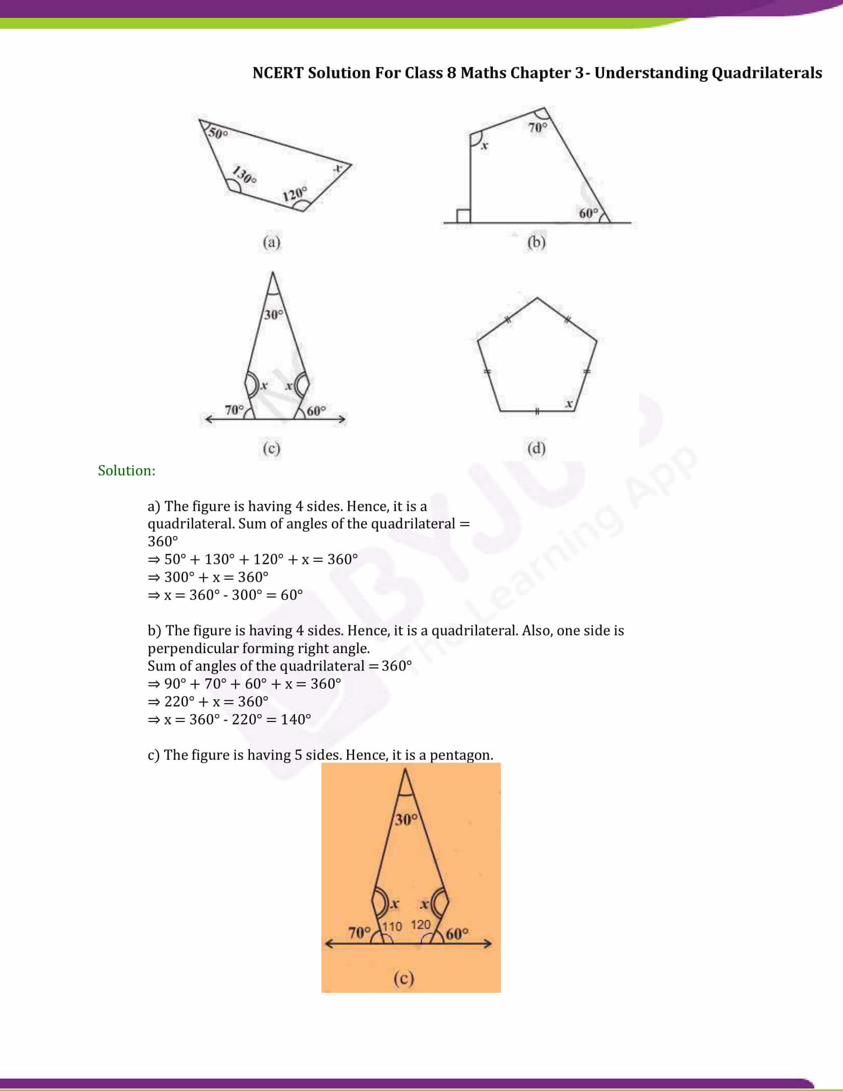 NCERT Solutions Class 8 Maths Chapter 3 Understanding Quadrilaterals NCERT Solutions Class 8 Maths Chapter 3 Understanding Quadrilaterals