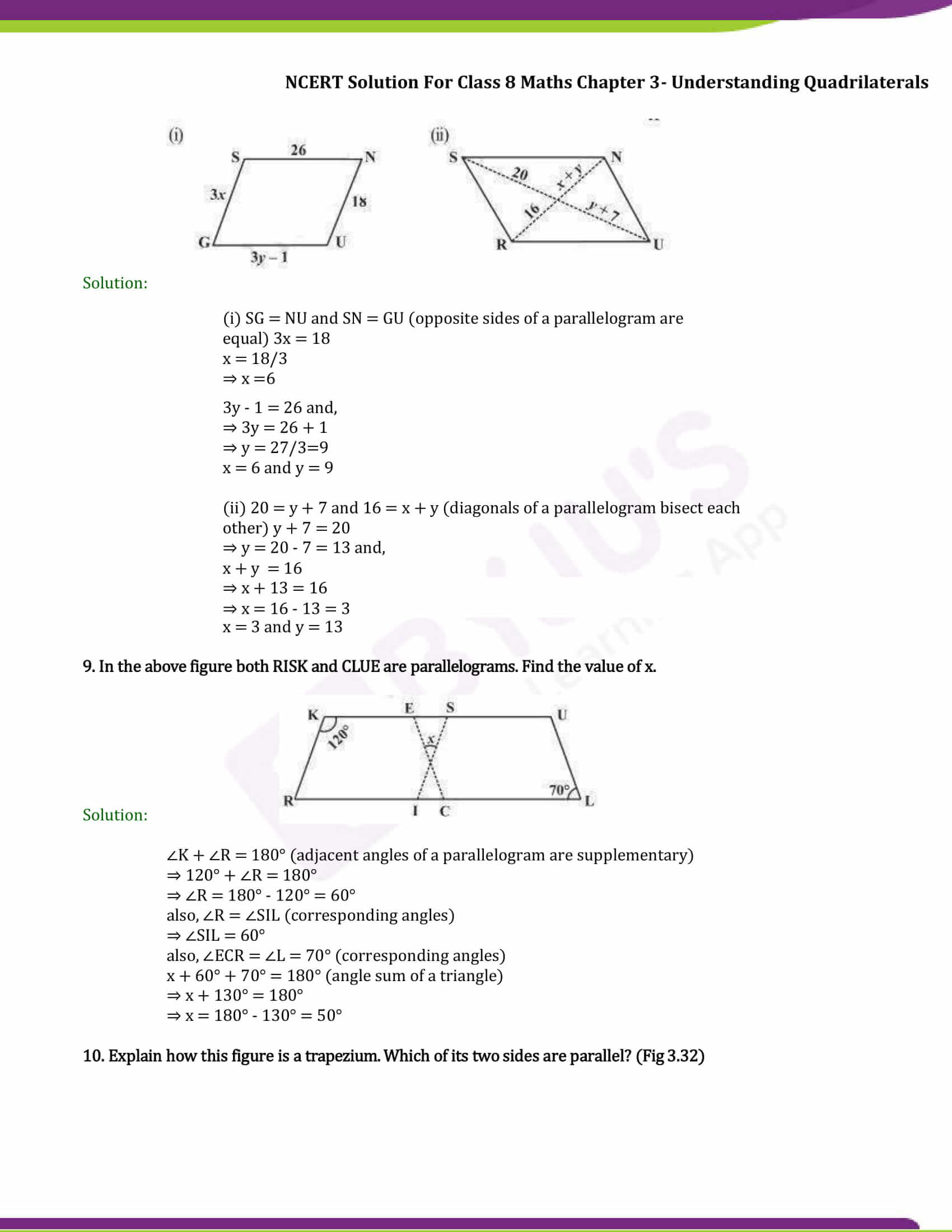 NCERT Solutions Class 8 Maths Chapter 3 Understanding Quadrilaterals 