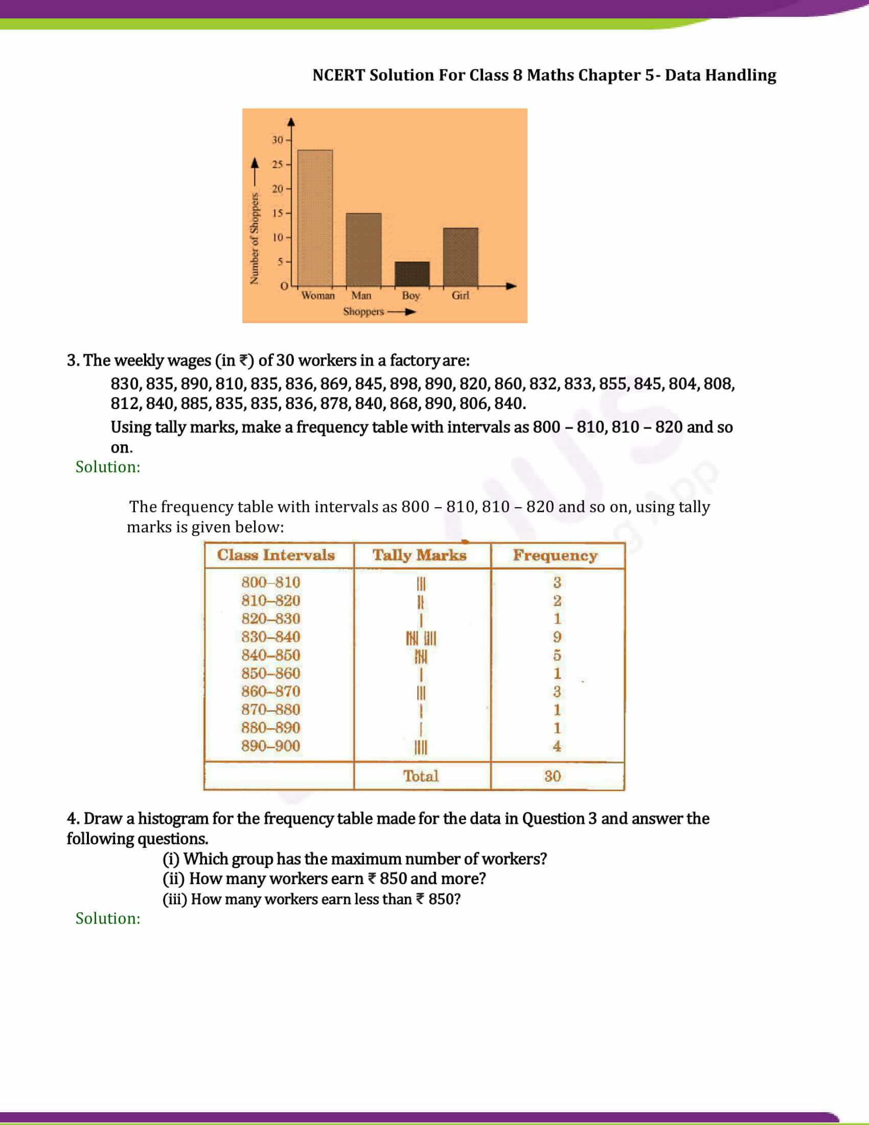 NCERT Solutions For Class 8 Maths Exercise 5 1 Chapter 5 About Data 