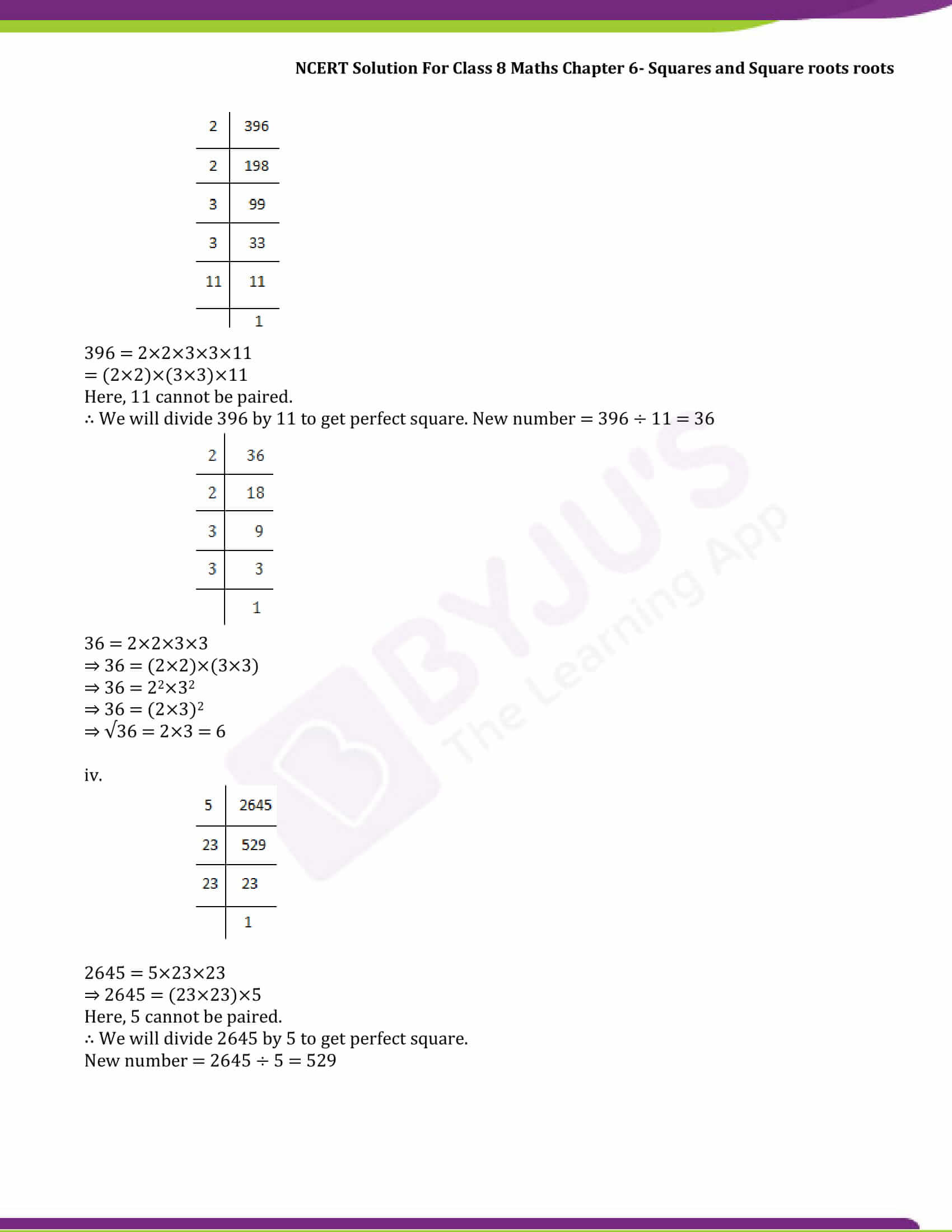 NCERT Solutions for Class 8 Maths Chapter 6 Squares and Square Roots