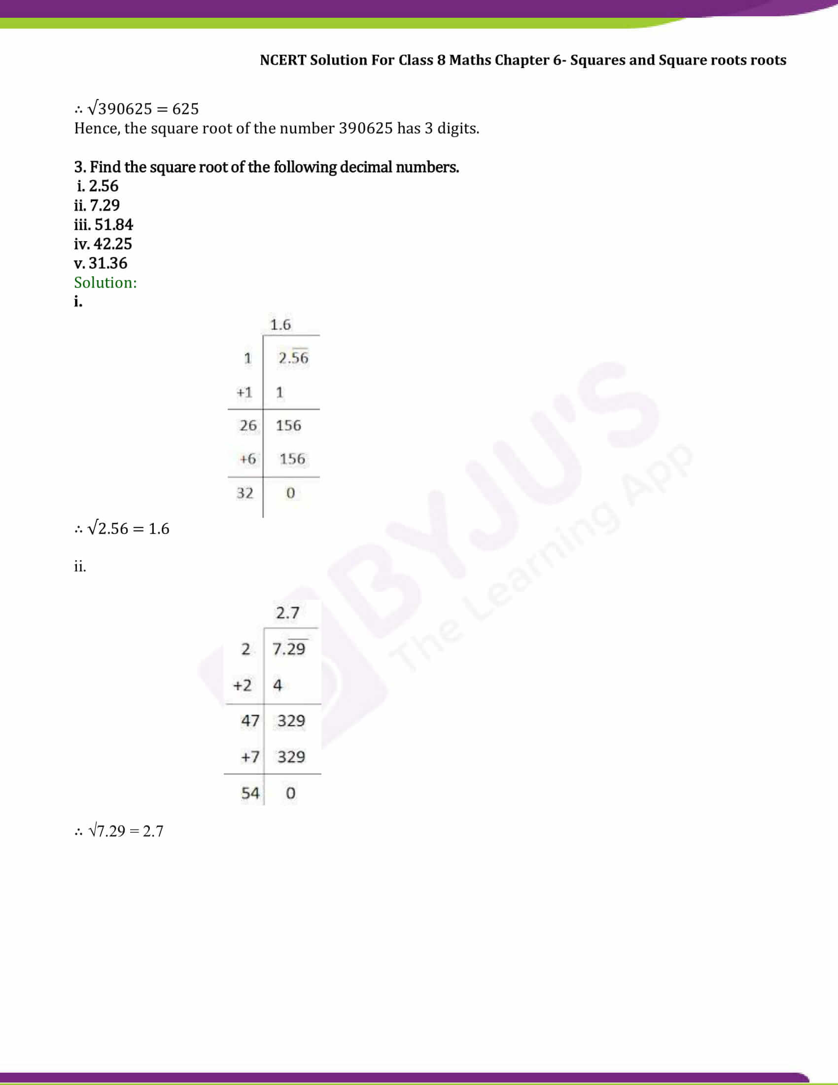Ncert Solutions For Class 8 Maths Chapter 6 Squares And Square Roots