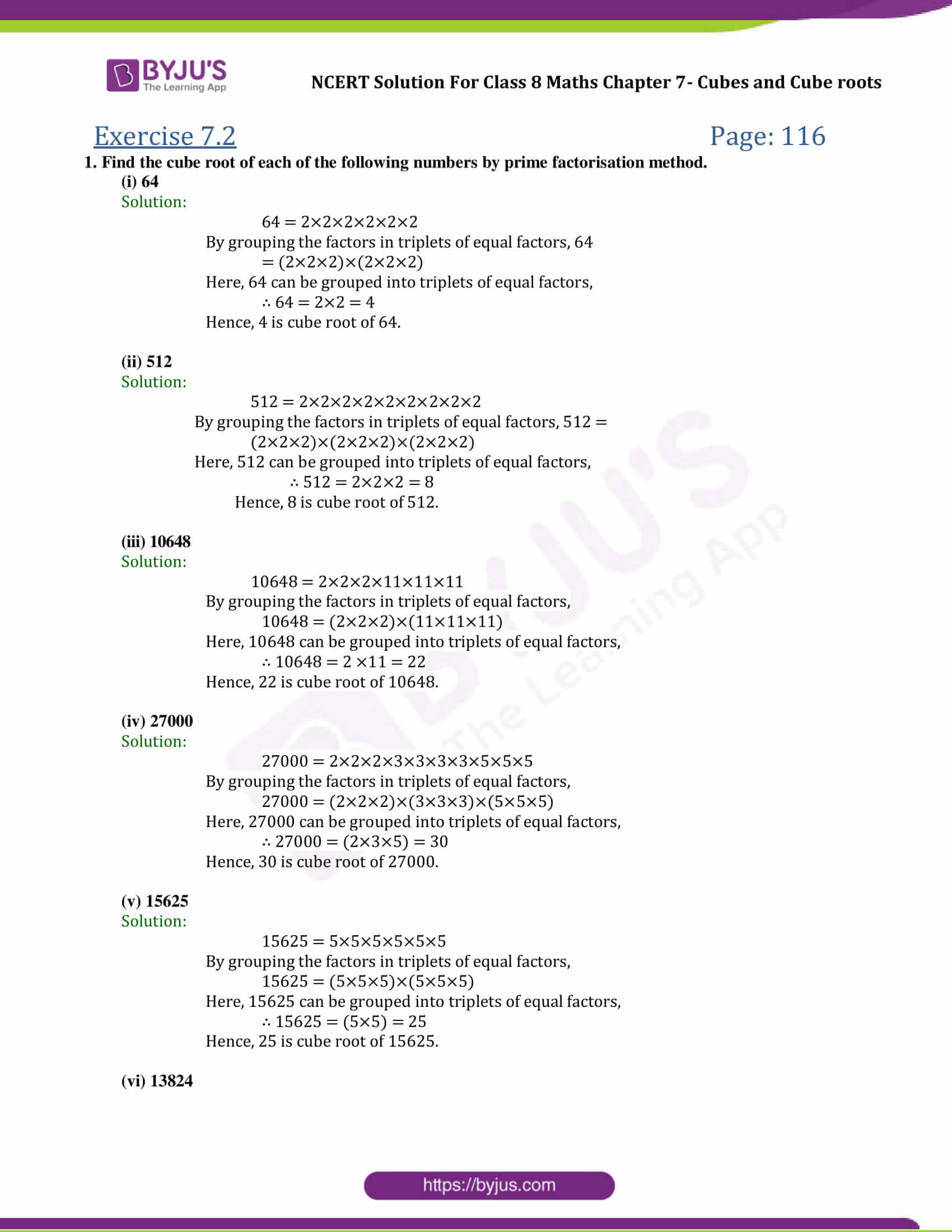 Ncert Solutions Class 8 Maths Chapter 7 Cube And Cube Roots Free Download
