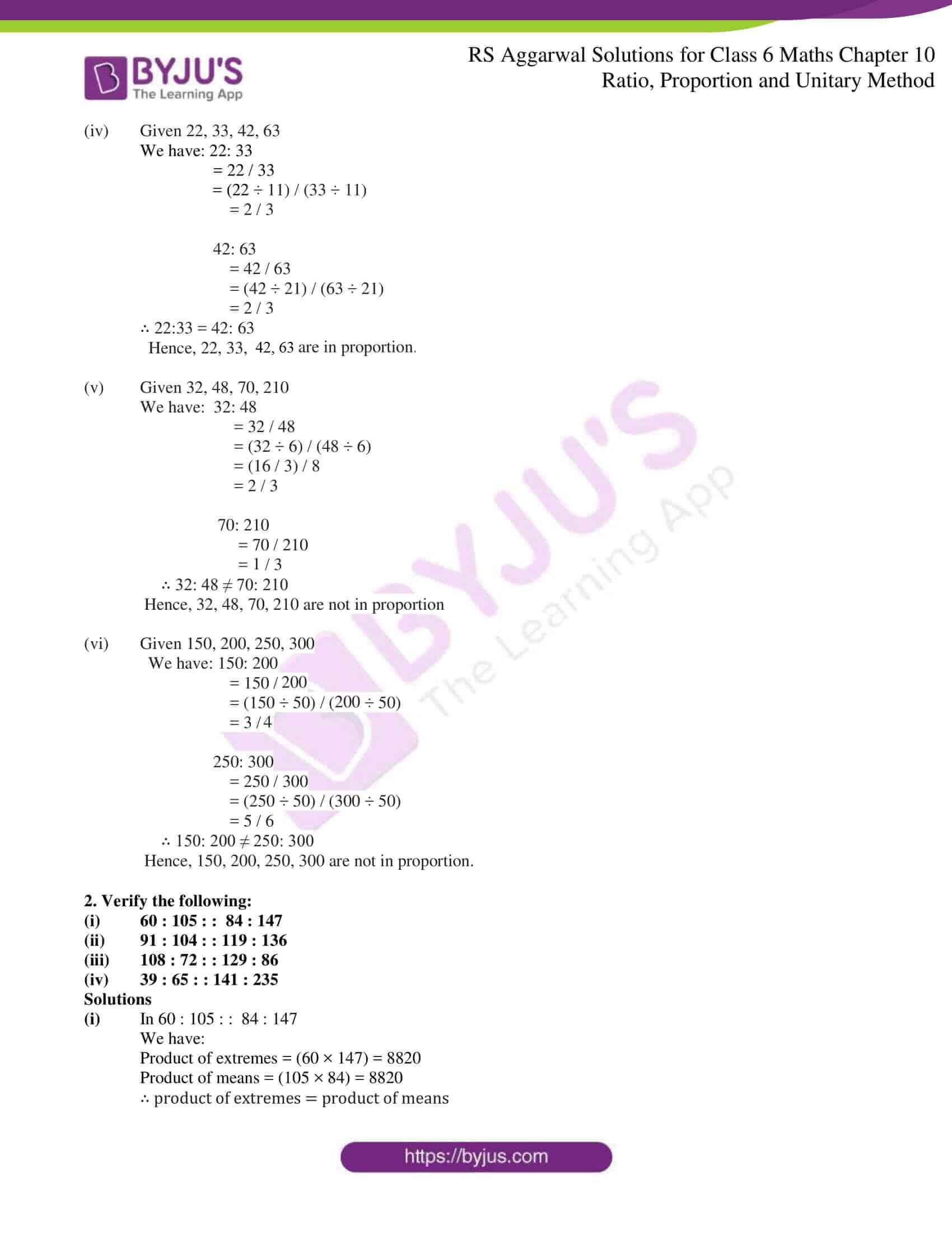 RS Aggarwal Solutions For Class 6 Chapter 10 Ratio Proportion And
