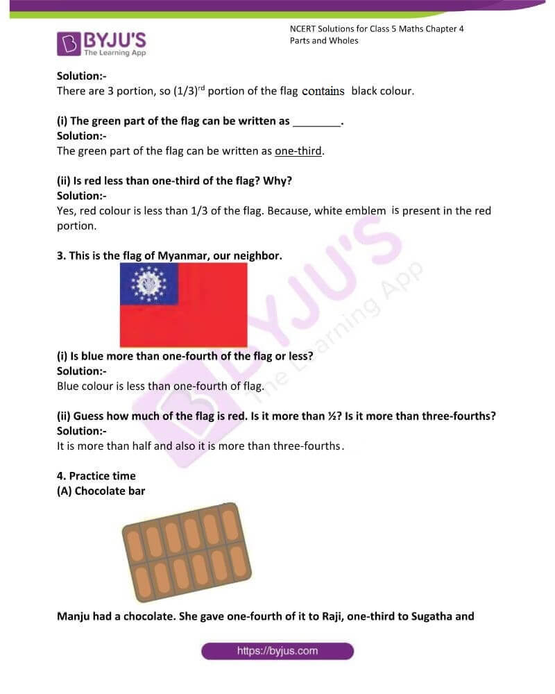 NCERT Solutions Class 5 Maths Chapter 4 Parts and Wholes - BYJU'S