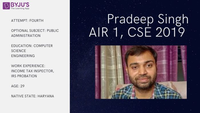 UPSC Topper 2019 - Pradeep Singh (AIR 1). Click to know more about UPSC ...