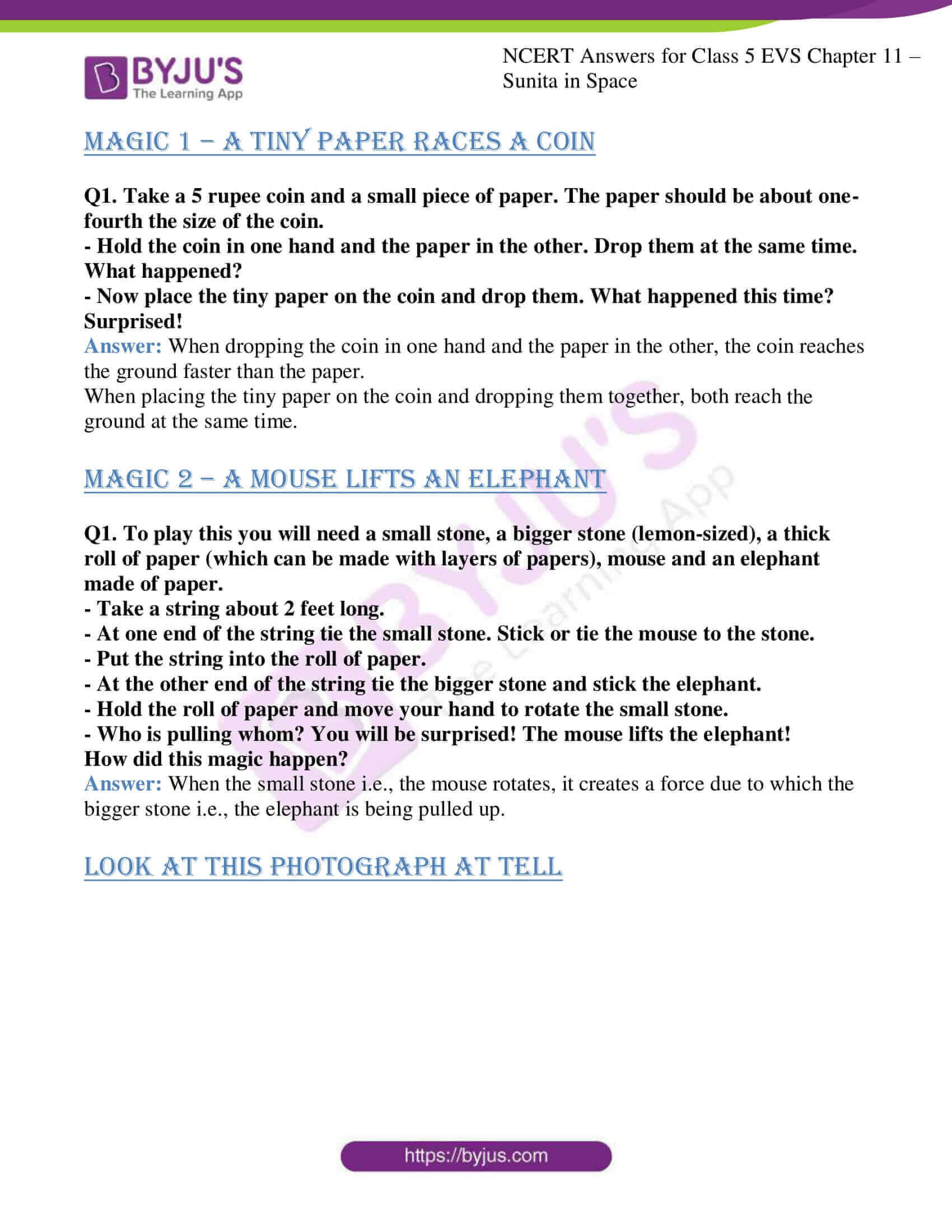 NCERT Solutions Class 5 EVS Chapter 11 Sunita in Space Free PDF Download