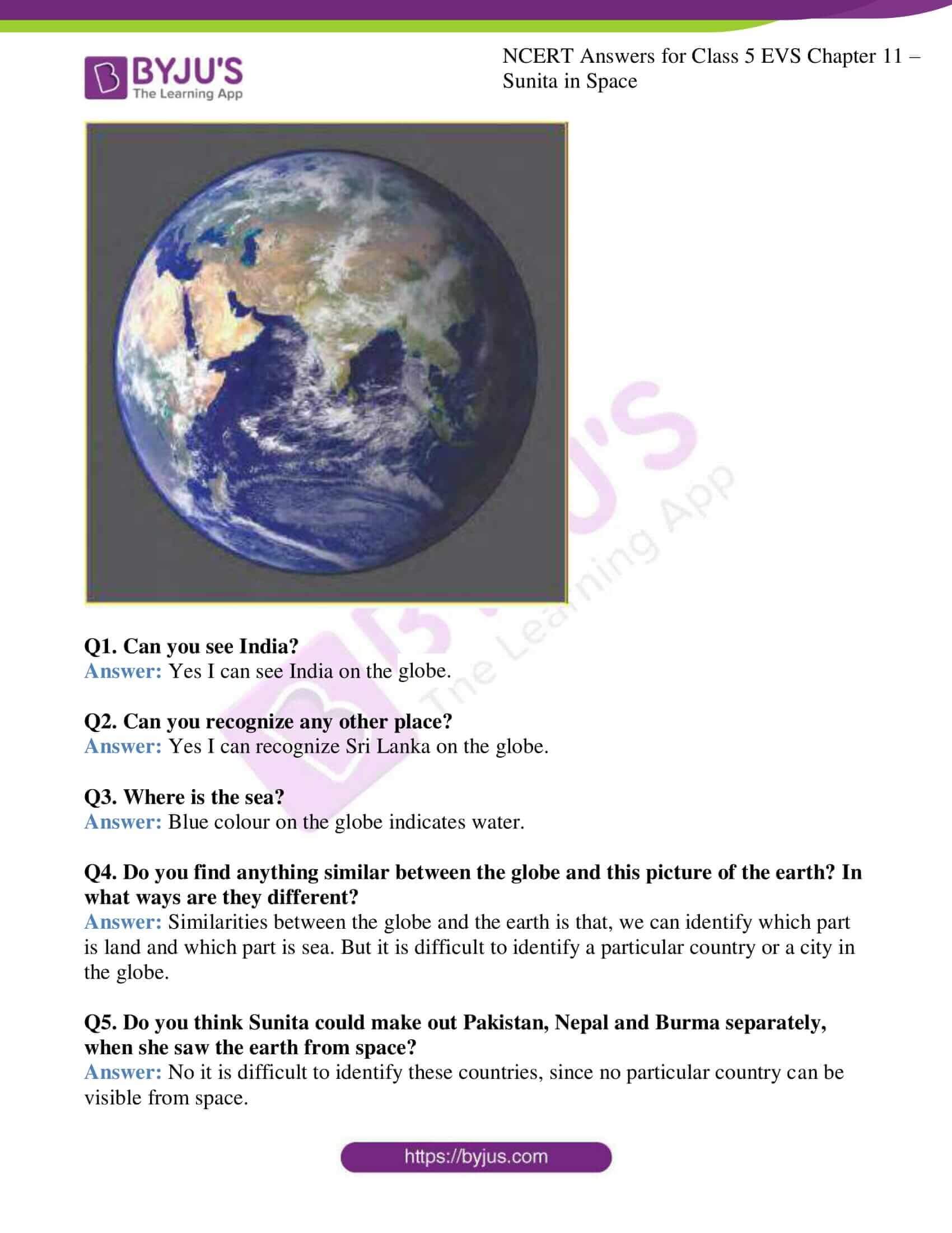 NCERT Solutions Class 5 EVS Chapter 11 Sunita in Space Free PDF Download