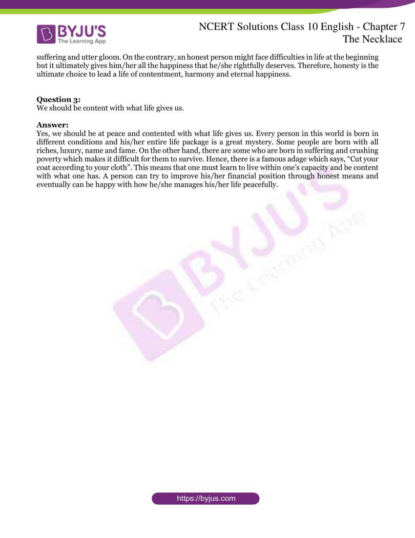 NCERT Solutions For Class 10 English Chapter 7 - Download Solutions PDF