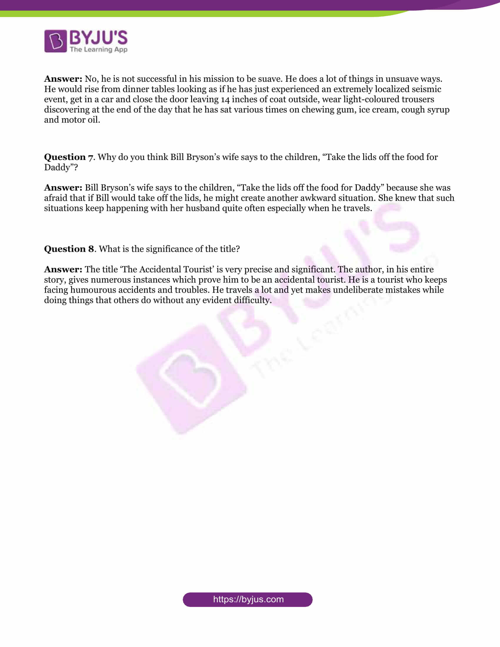 NCERT Solutions for Class 9 English Chapter 9 The Accidental Tourist