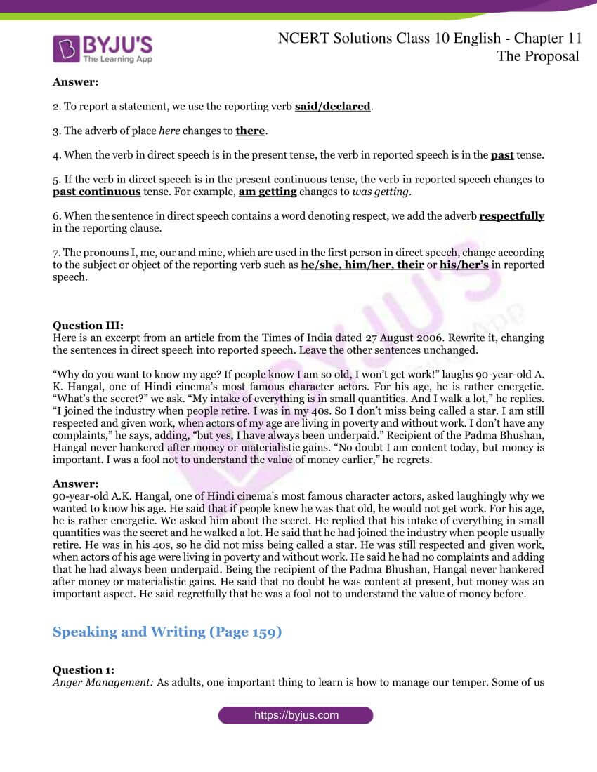 NCERT Solutions For Class 10 English Chapter 11 - Download Solutions PDF