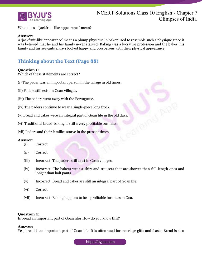 NCERT Solutions For Class 10 English Chapter 7 - Download Solutions PDF