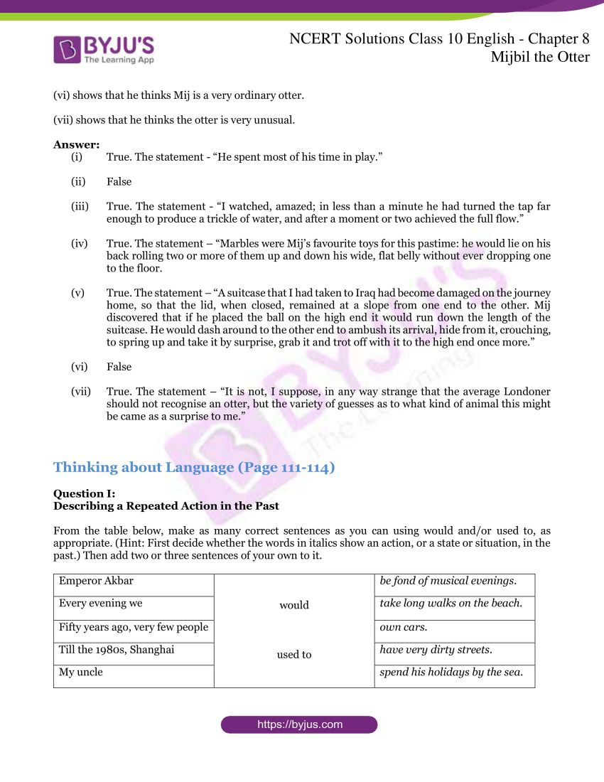 NCERT Solutions For Class 10 English Chapter 8 - Download Solutions PDF