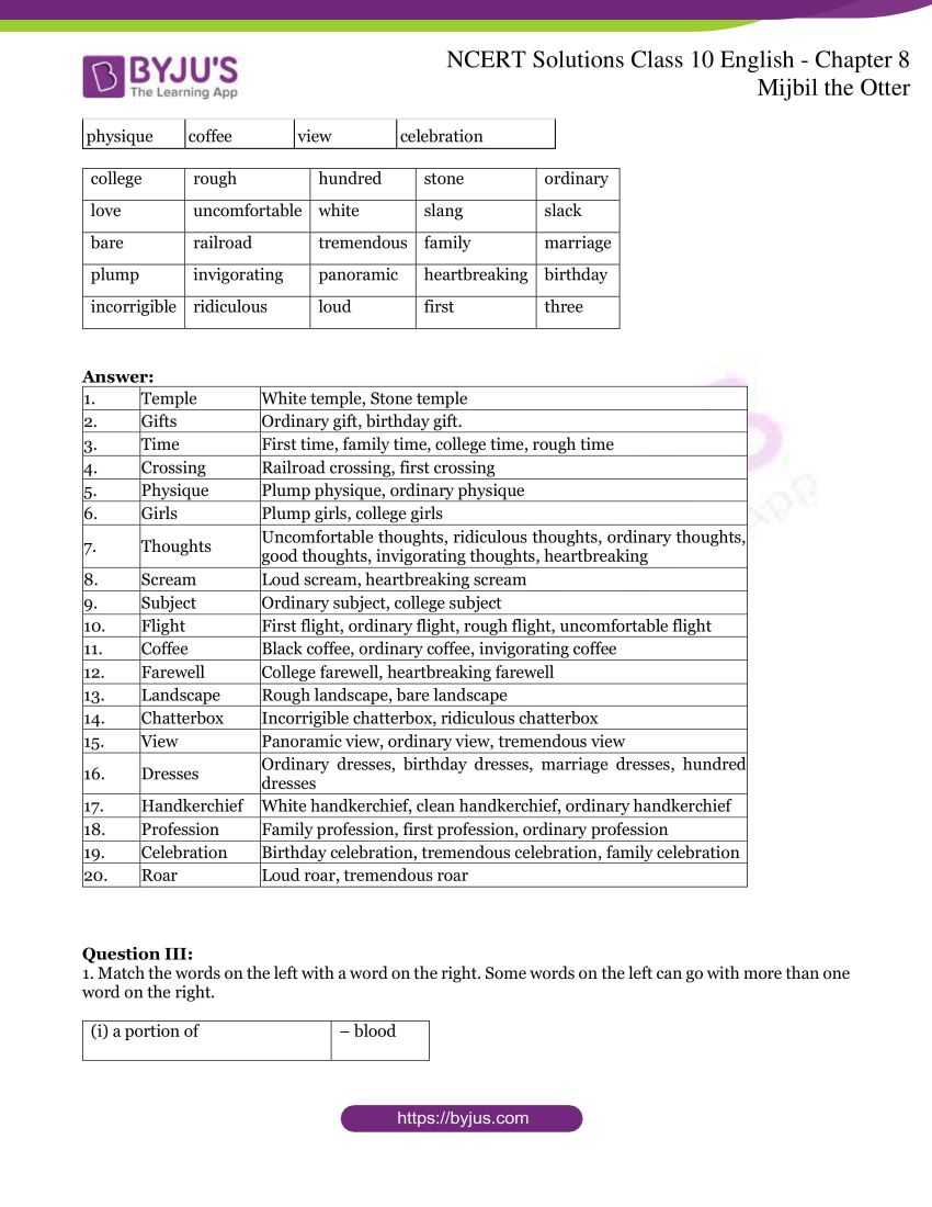 NCERT Solutions For Class 10 English Chapter 8 Download Solutions PDF