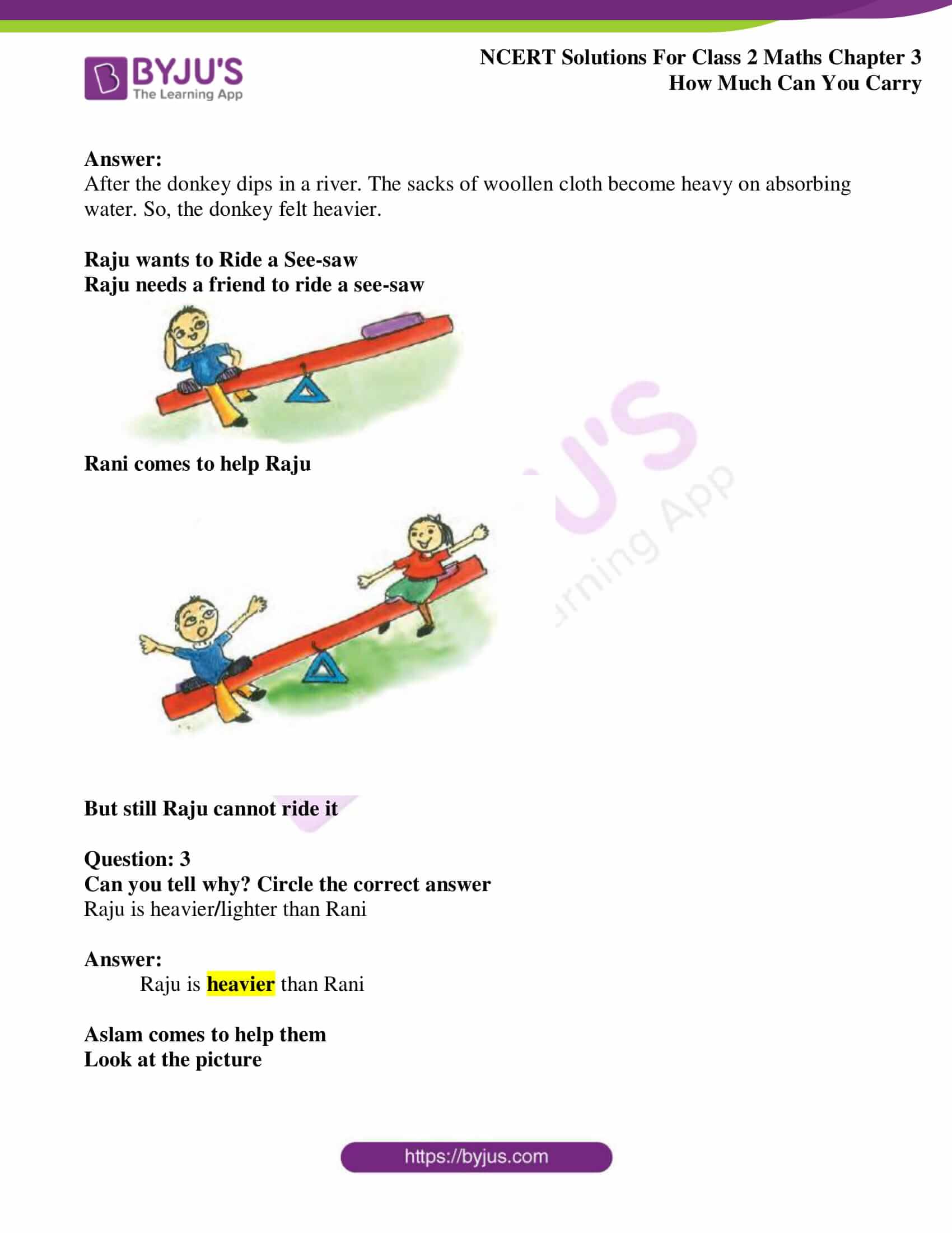 NCERT Solutions For Class 2 Maths Chapter 3 How Much Can You Carry ...