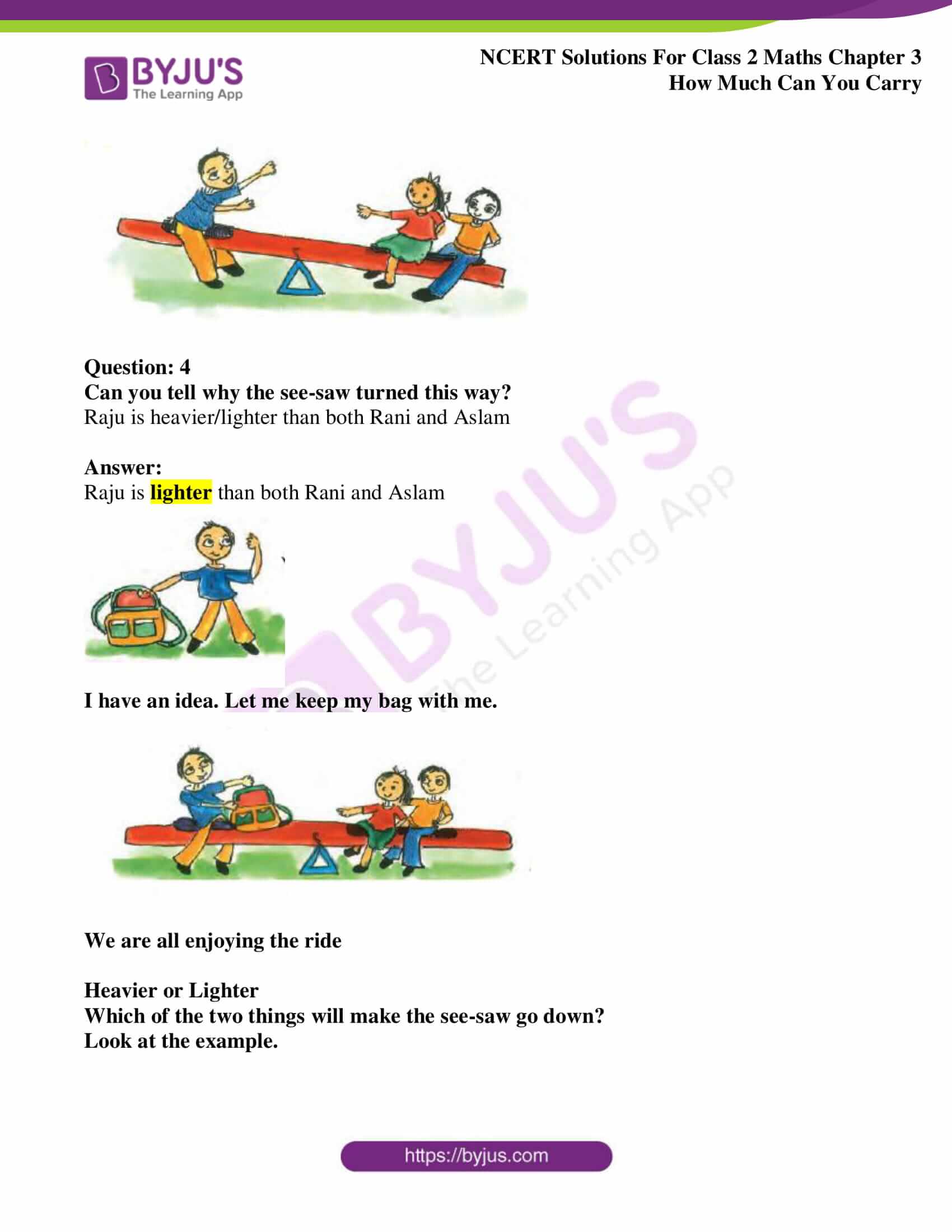 NCERT Solutions For Class 2 Maths Chapter 3 How Much Can You Carry ncert-solutions-for-class-2-maths-chapter-3-how-much-can-you-carry