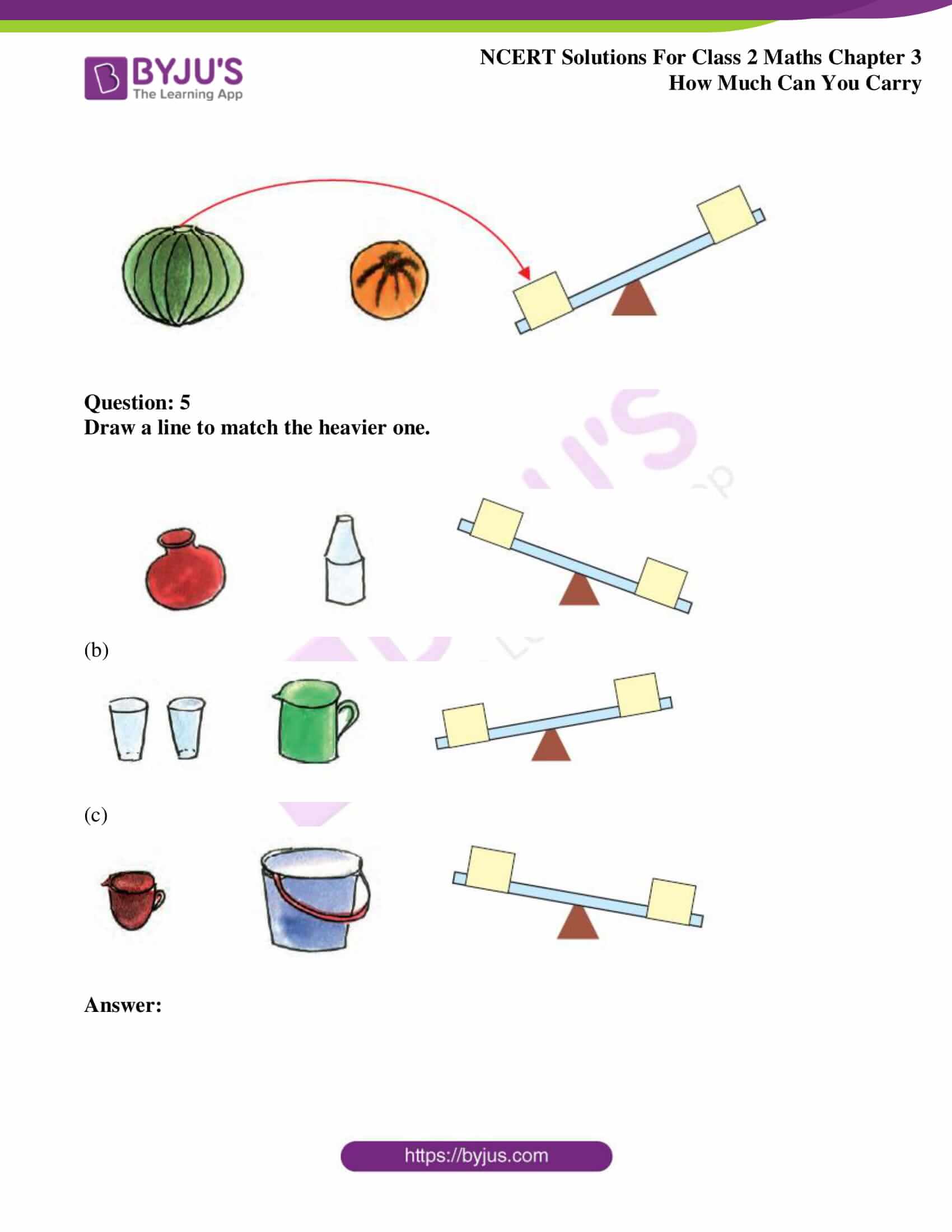 NCERT Solutions For Class 2 Maths Chapter 3 How Much Can You Carry ...