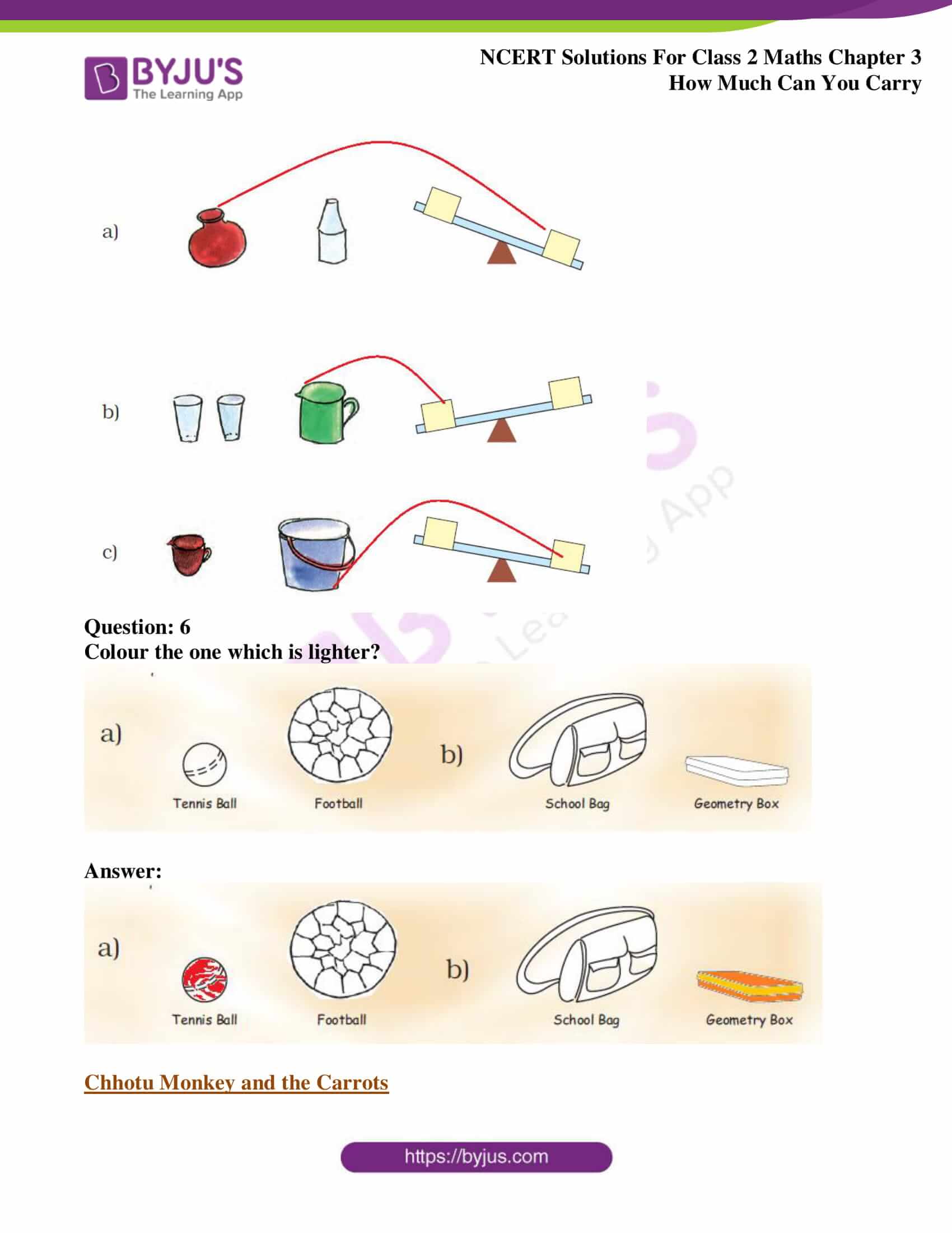 NCERT Solutions For Class 2 Maths Chapter 3 How Much Can You Carry ...