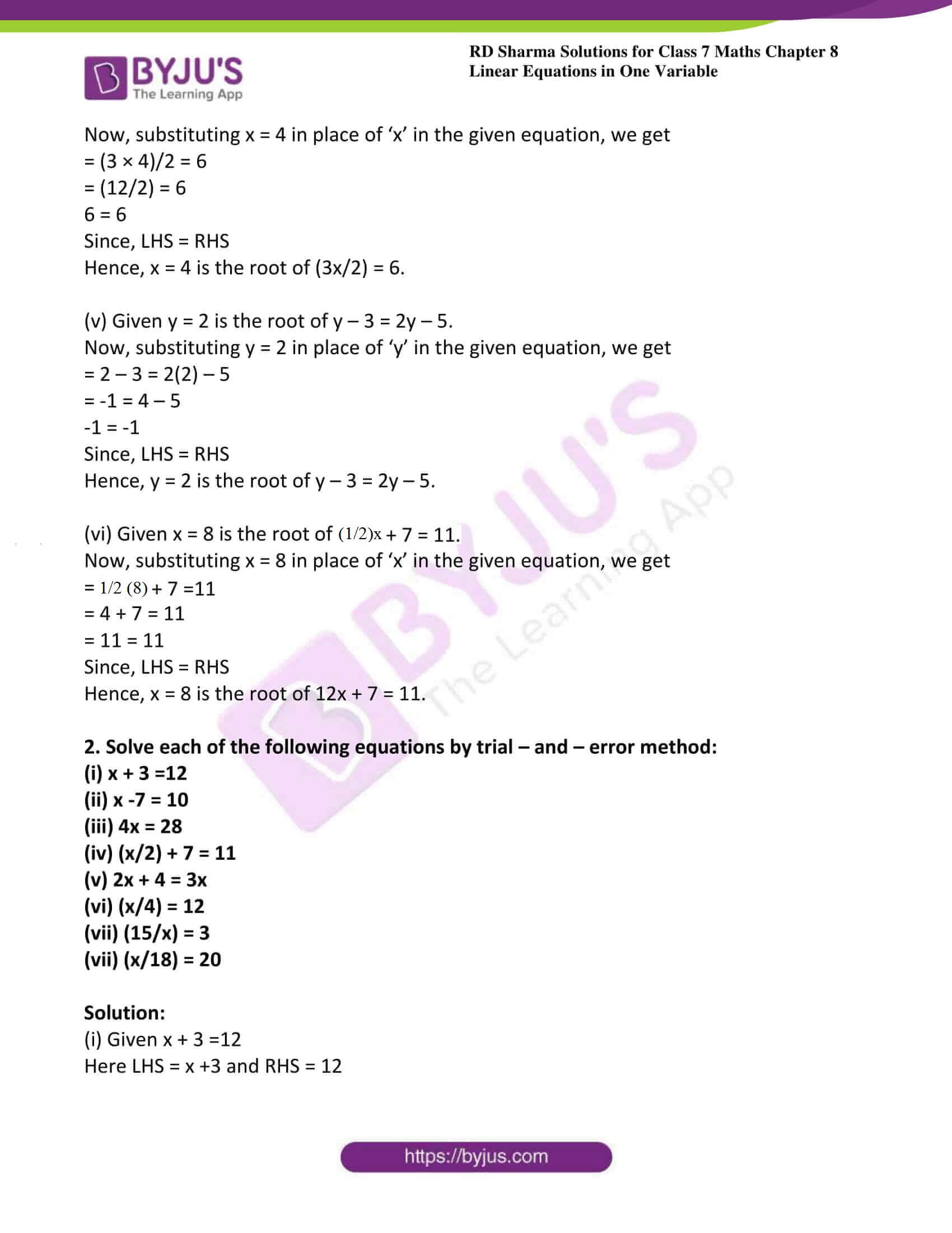 RD Sharma Solutions For Class 7 Maths Chapter 8 Linear Equations In 